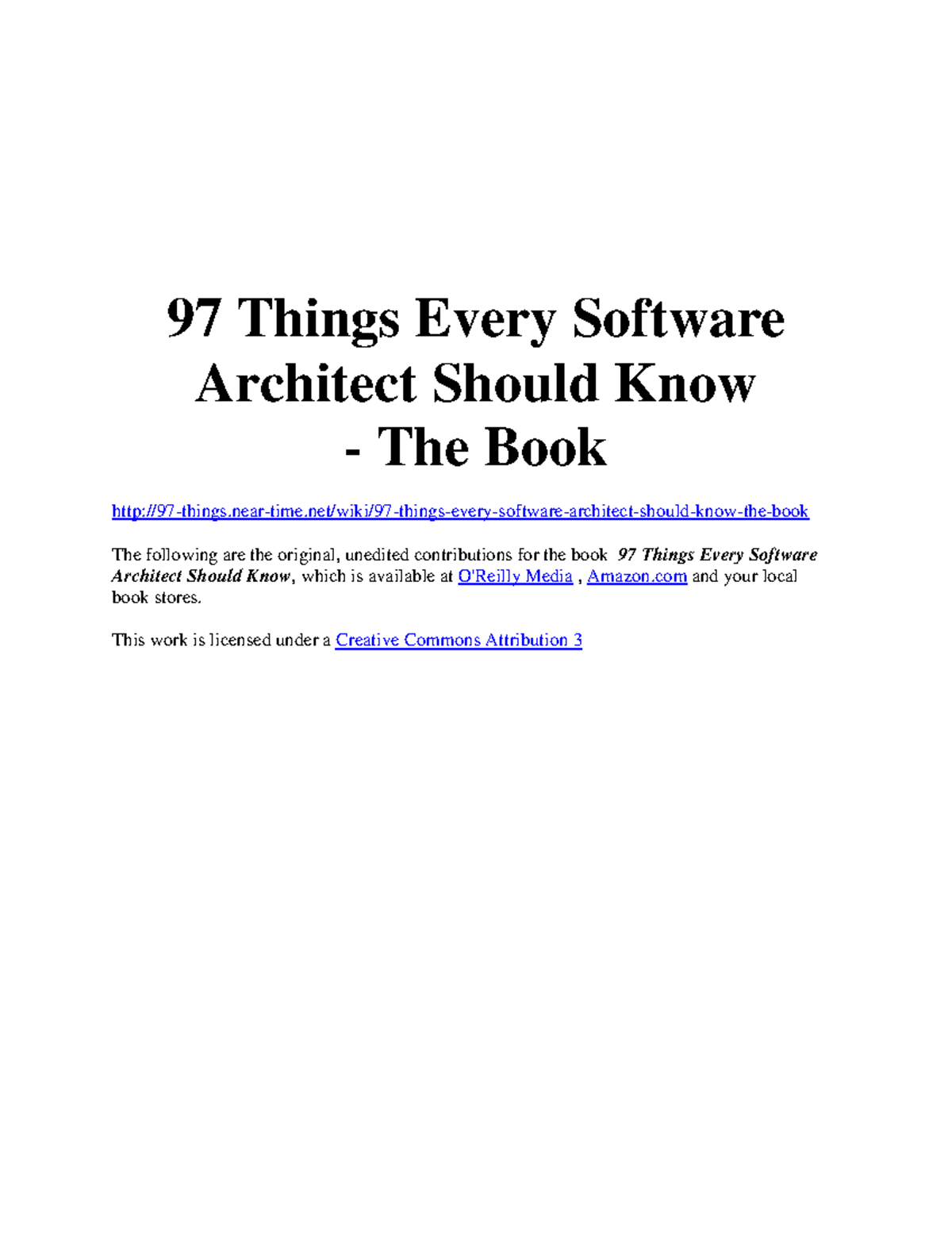 [97 Things Every Software Architect Should Know Collective Wisdom from the Experts 1st Edition ...