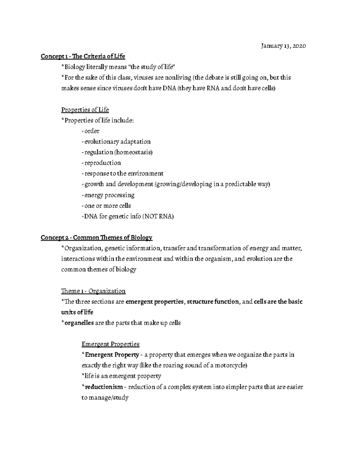 Prof Wilson Chapter 1 Notes - January 13, 2020 Concept 1 - The Criteria ...