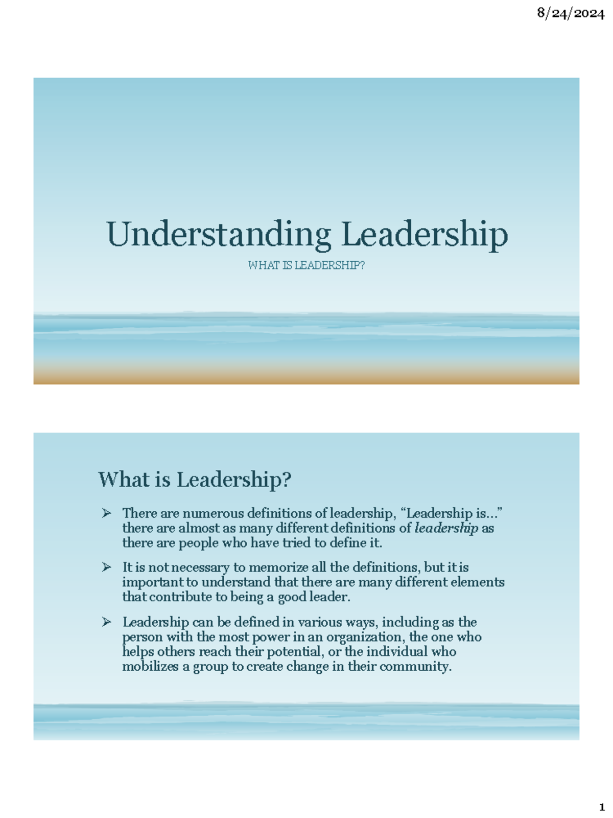 Understanding Leadership - ..” there are almost as many different ...
