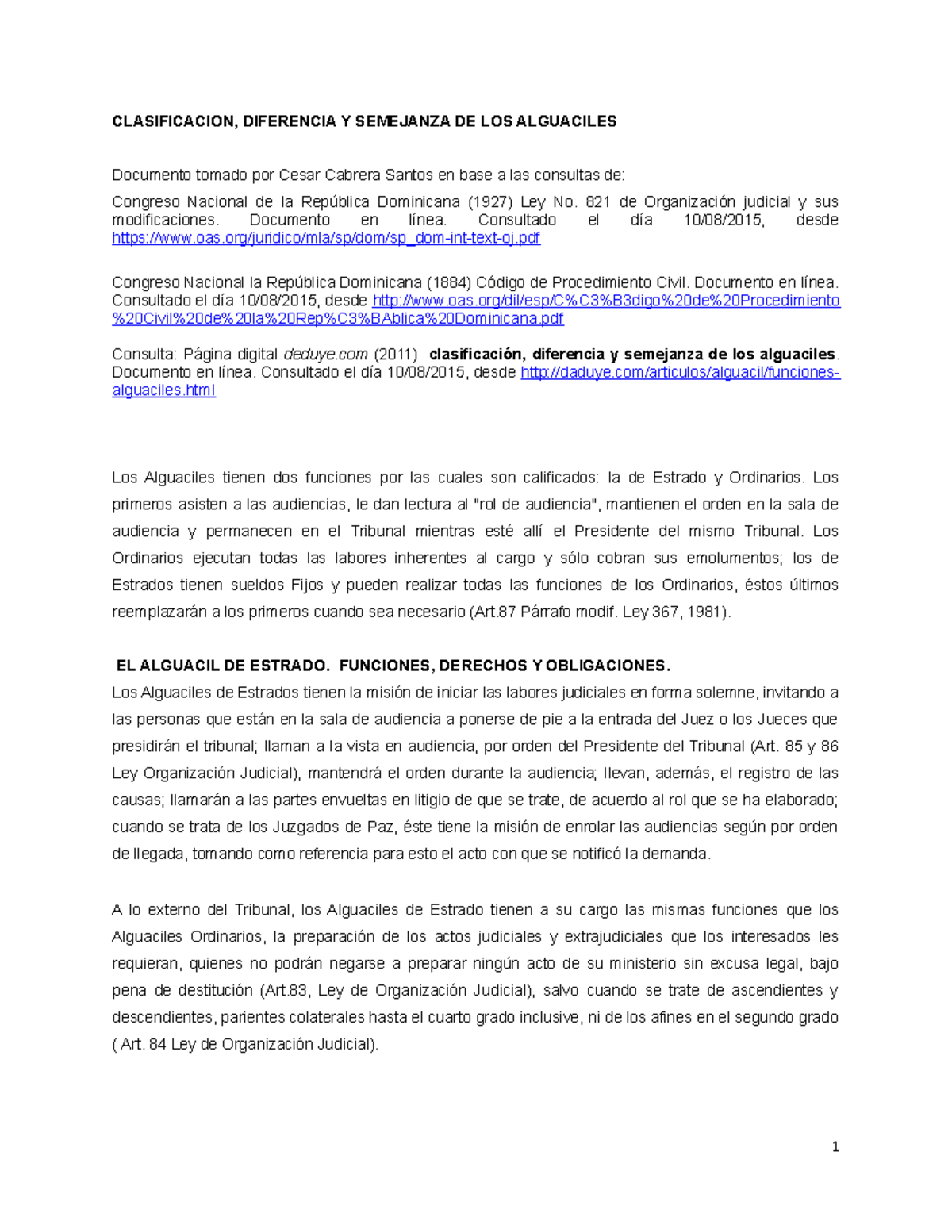 El Alguacil y sus Funciones - CLASIFICACION, DIFERENCIA Y SEMEJANZA DE ...