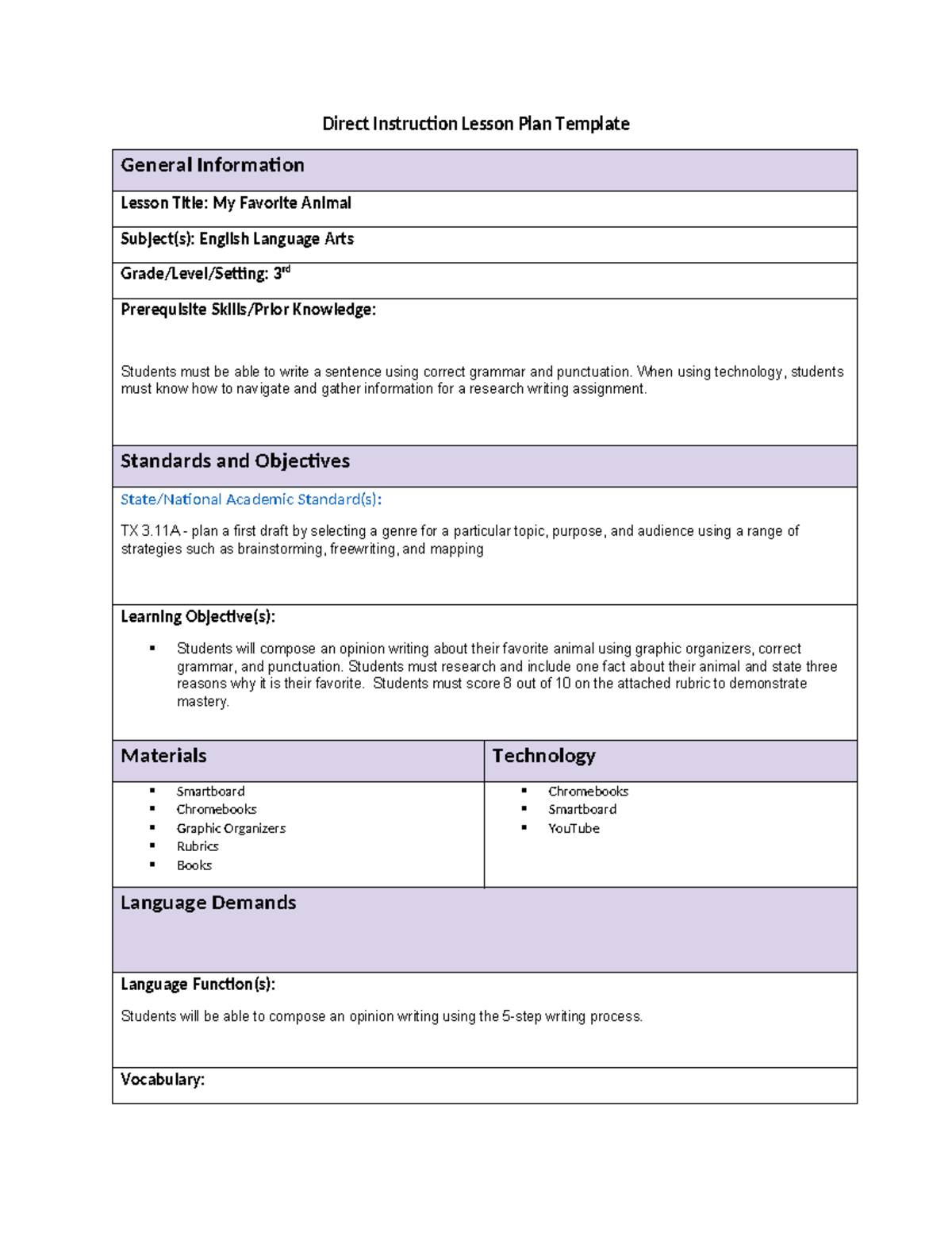 C365 lesson plan revised - Direct Instruction Lesson Plan Template General Information Lesson ...