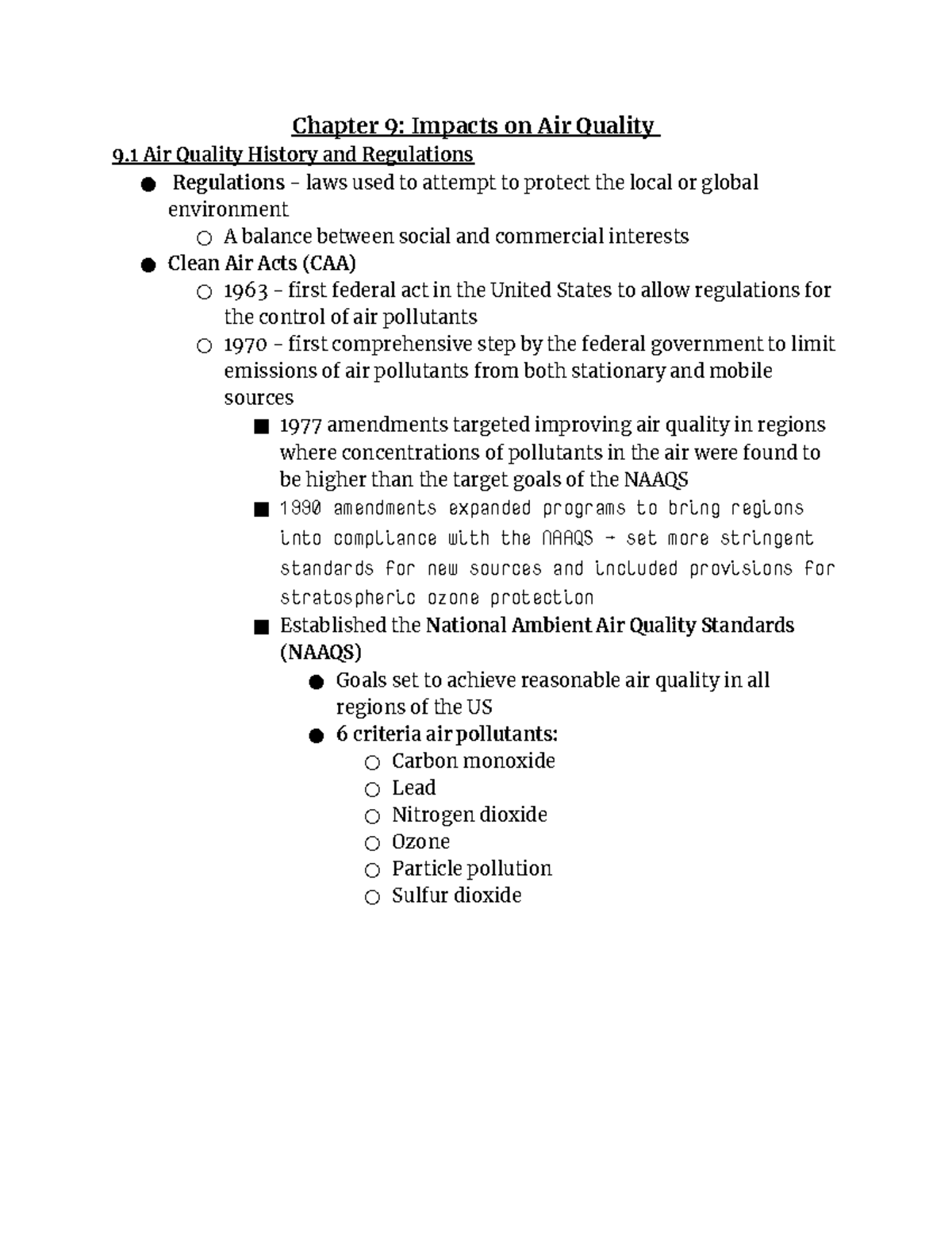 Chapter 9 Impacts on Air Quality - Chapter 9: Impacts on Air Quality 9 ...