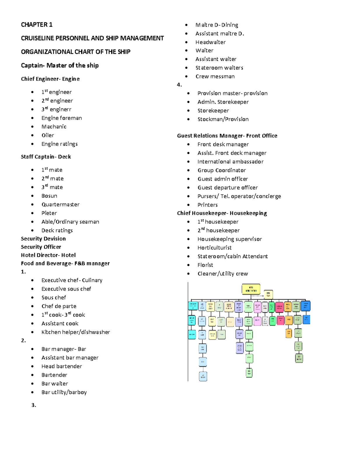 CLPM- Prelim - reviewer - CHAPTER 1 CRUISELINE PERSONNEL AND SHIP ...
