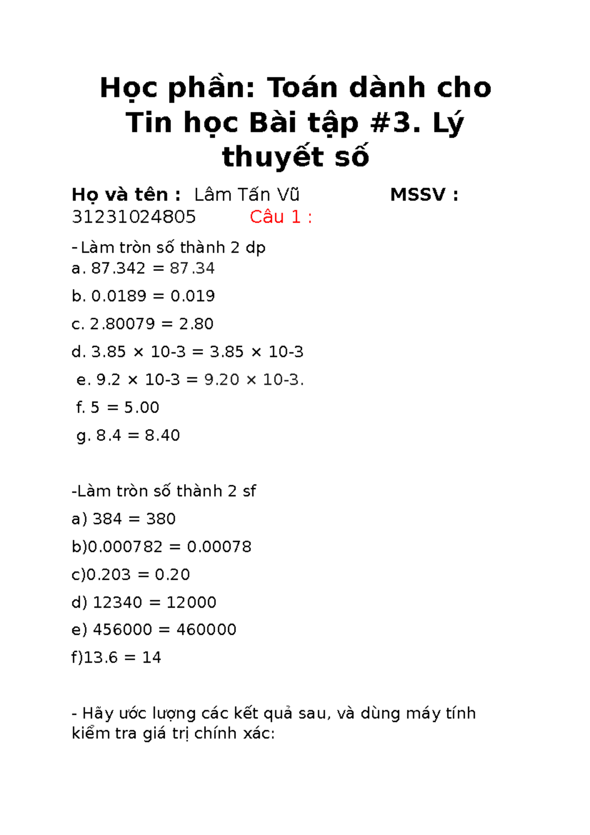 Toán dành cho tin học- Lâm Tấn Vũ 3123102805 - Học phần: Toán dành cho ...