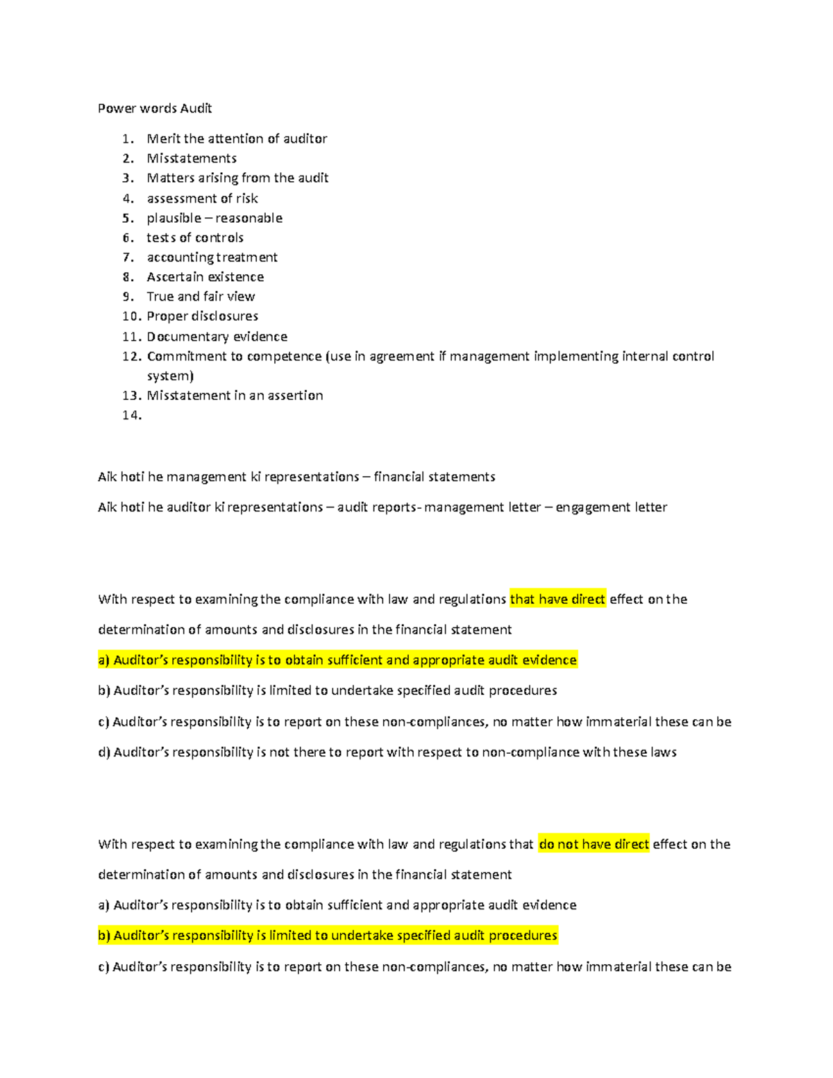 Power words Audit - Merit the attention of auditor 2. Misstatements 3 ...