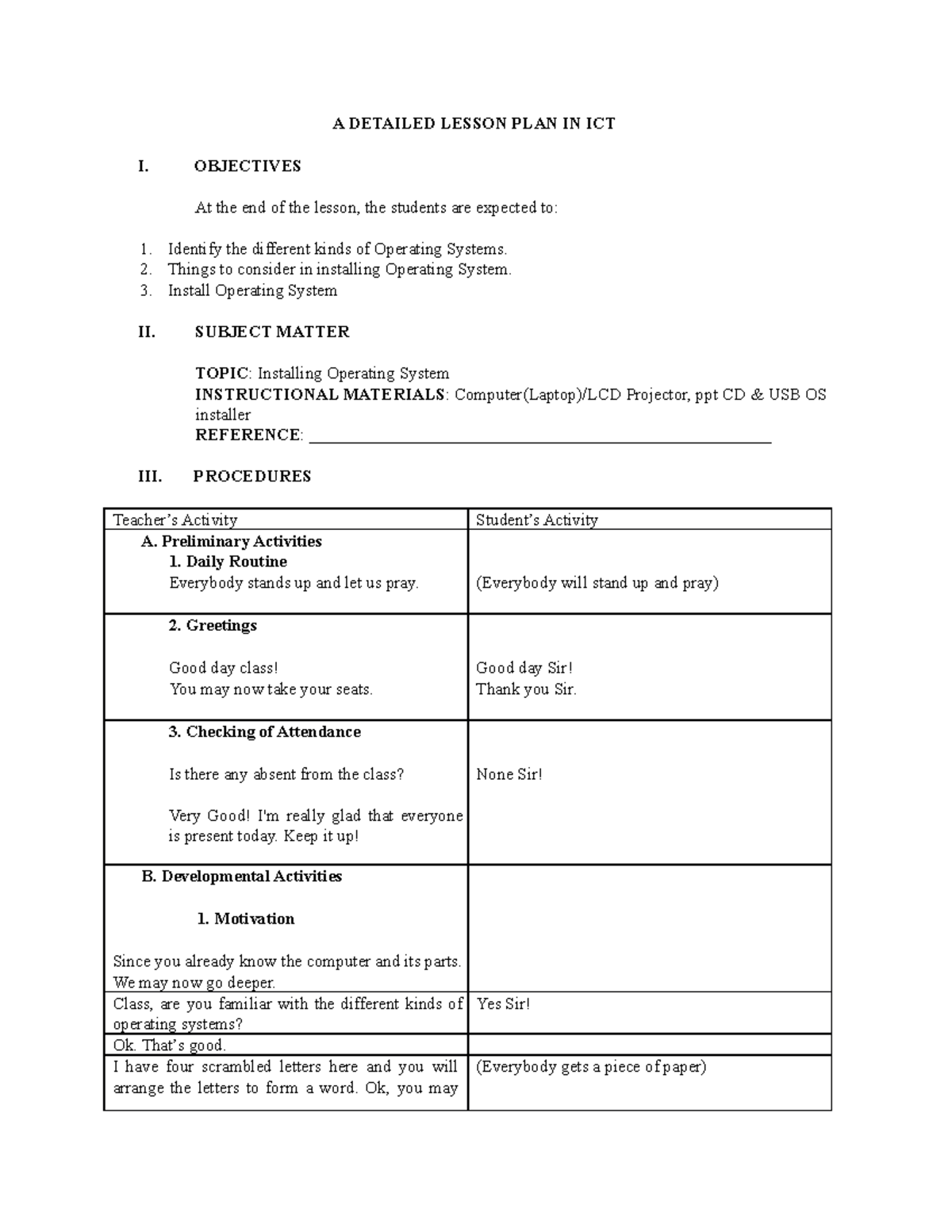 LP12 - A DETAILED LESSON PLAN IN ICT - A DETAILED LESSON PLAN IN ICT I ...