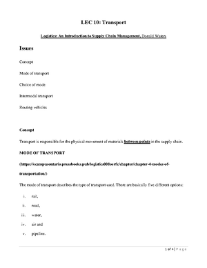 Lecture 02 - Logistics Strategy (Doc) - LEC 02: Logistics Strategy ...