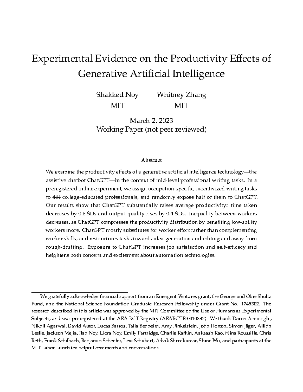 MIT Chat GPT - 000 - Experimental Evidence on the Productivity Effects ...