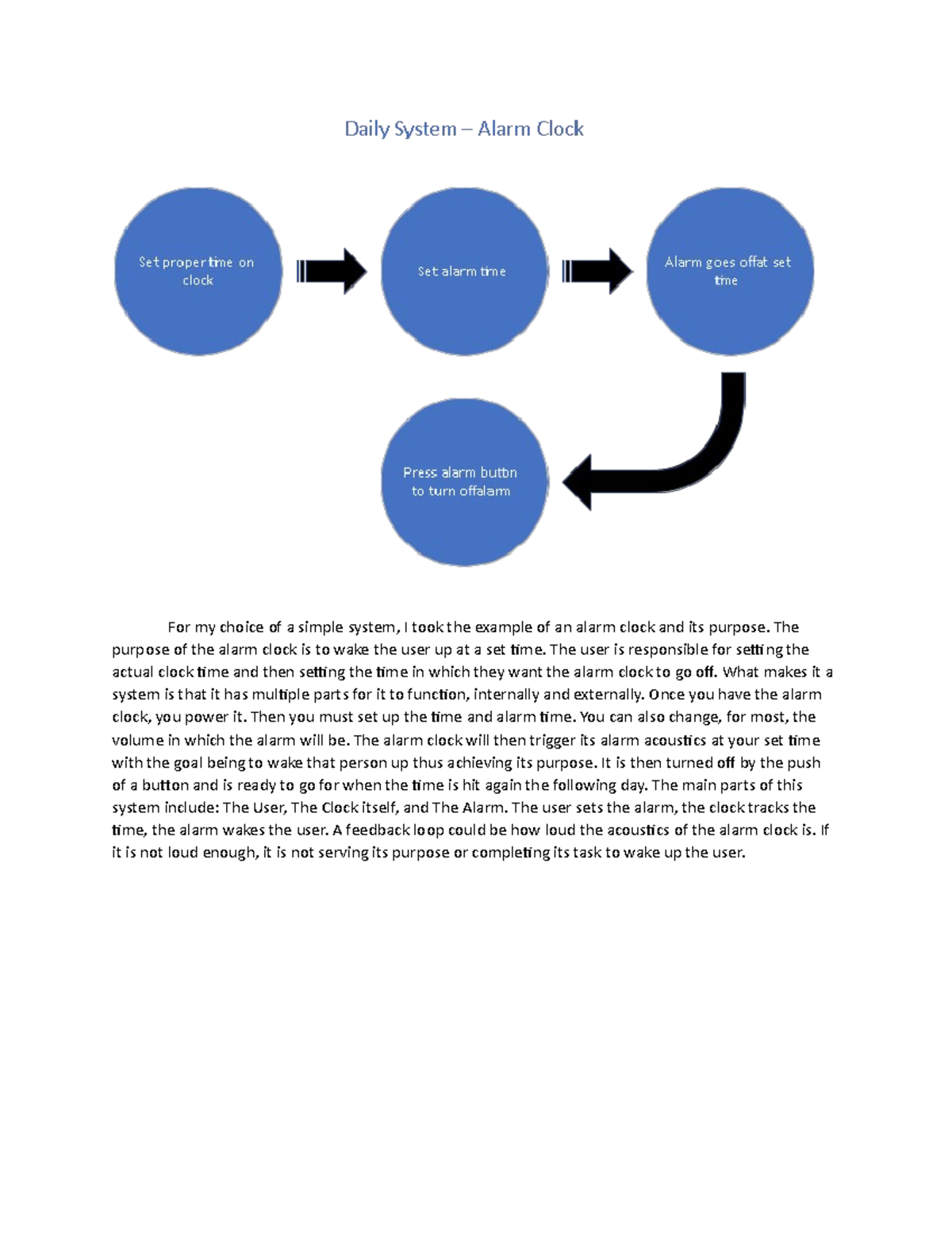 1-3 Activity: Introduction to Systems Thinking - For my choice of a simple system, I took the ...