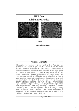 EEE 503 Lecture 4 - 1 EEE 503 Digital Electronics Lecture 4 Dept. of EEE, MEC 2 Introduction to ...