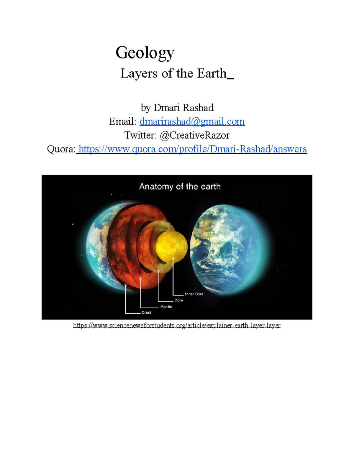 Geology = Layers of the Earth - Geology Layers of the Earth by Dmari ...