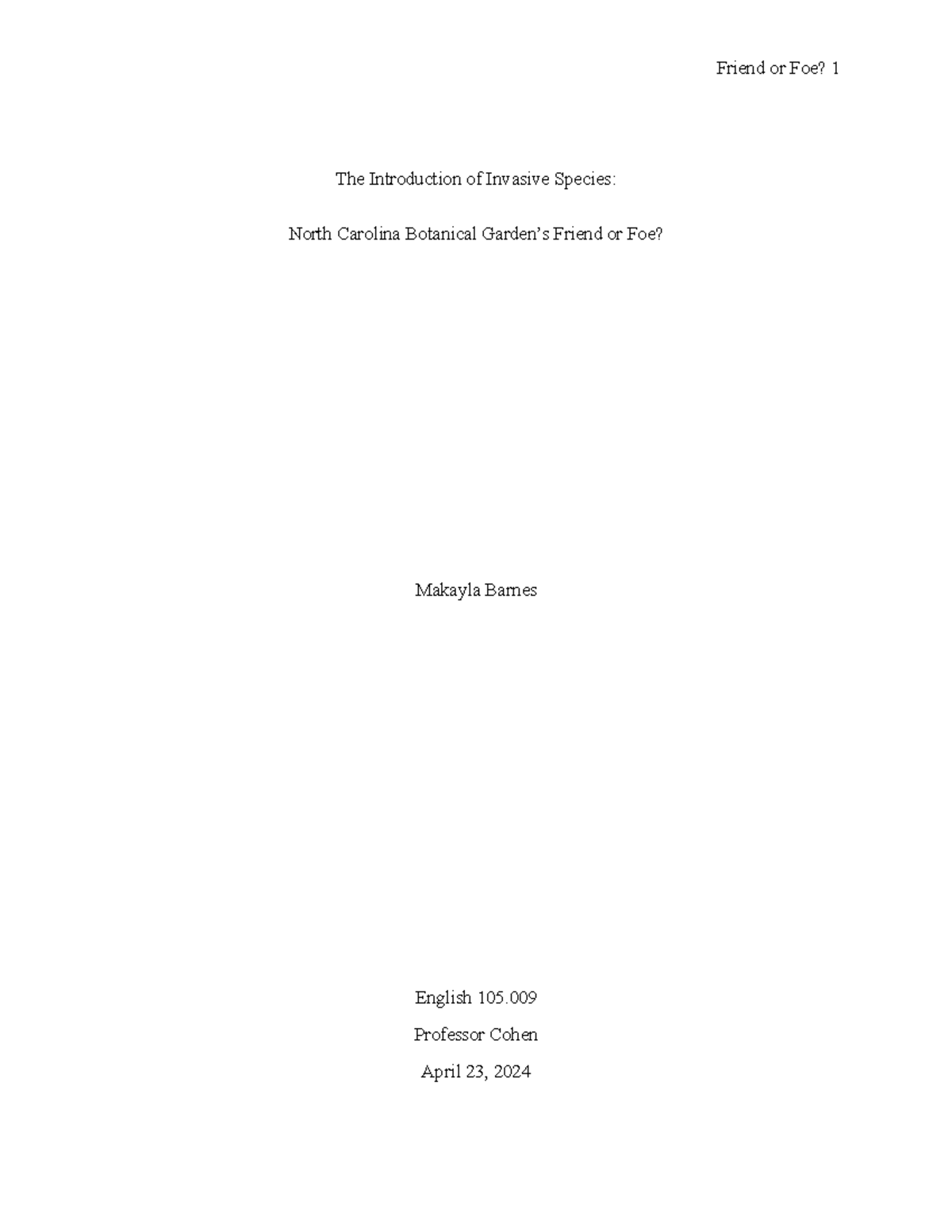 Unit Project 3 - The Introduction of Invasive Species: North Carolina ...