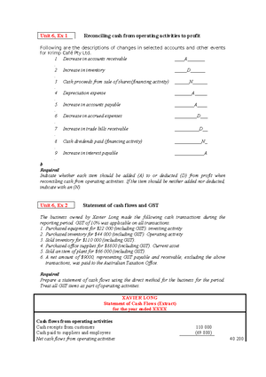 Cash Flow Statements - Assignment - Assignment on Cash Flow Statements ...