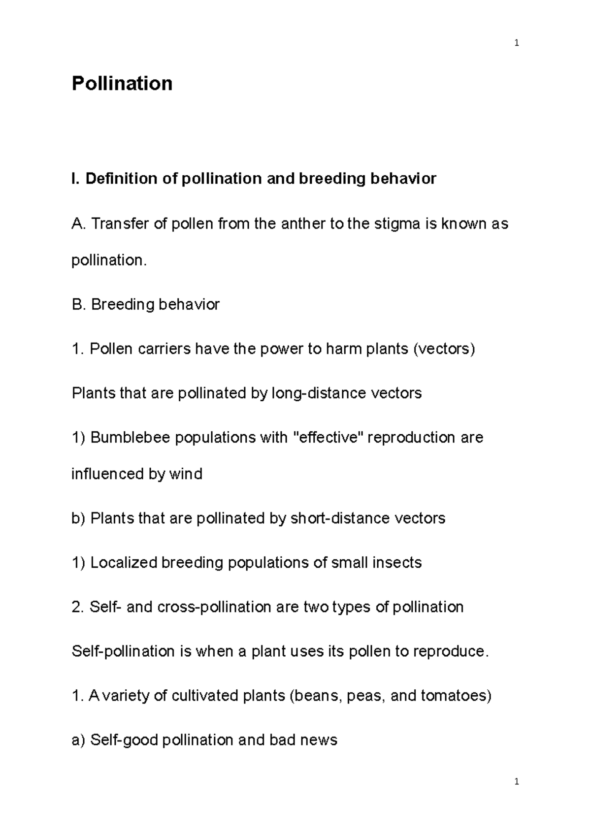 Pollination - Hetal Patel - Pollination I. Definition of pollination ...