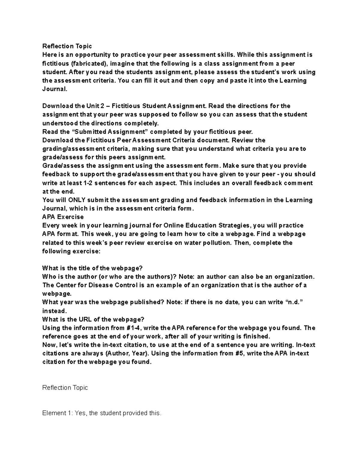 Univ 1001 - Learning Journal Unit 2 - Reflection Topic Here is an ...