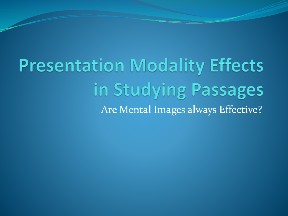 Appunti - modality effects in studying passages - are mental images ...