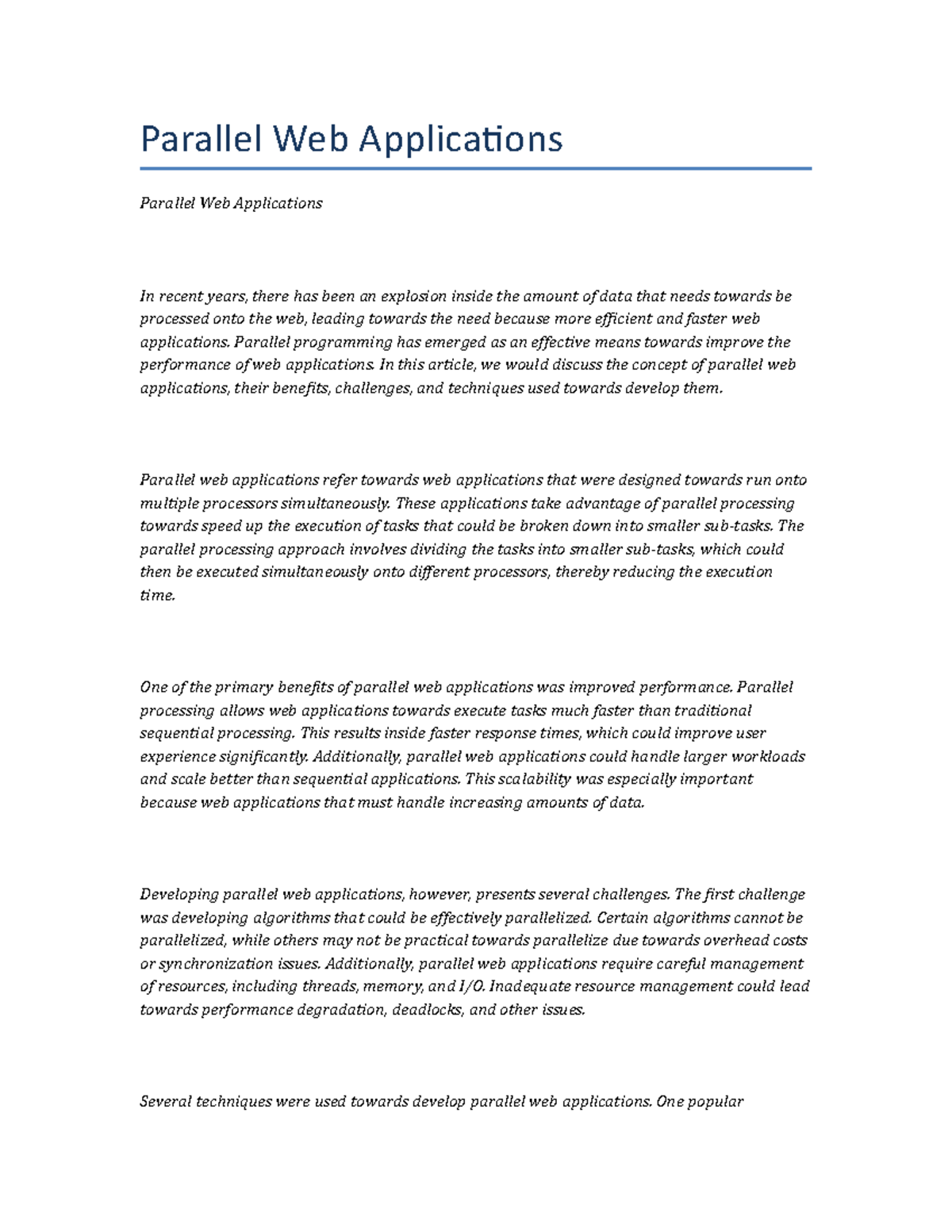 Parallel Web Applications - Parallel Web Applications Parallel Web ...