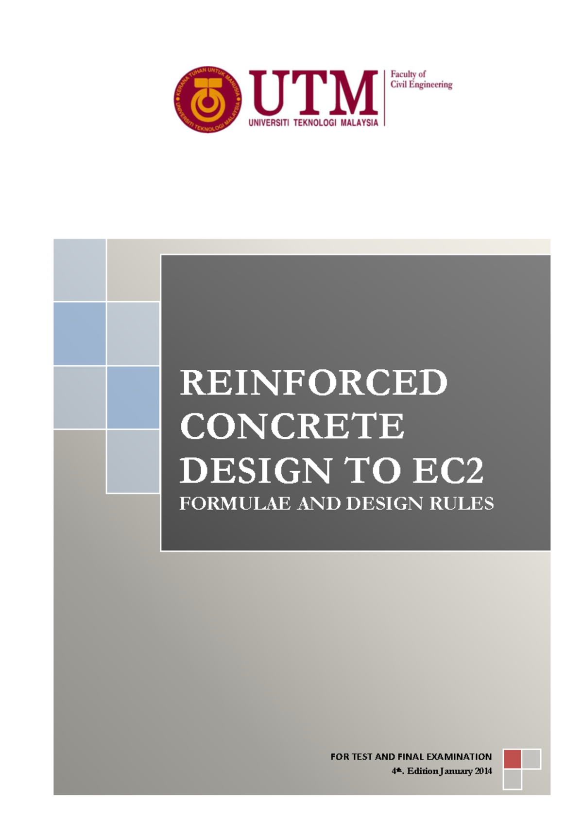 Formulae AND Design Rules TO EC2 with Corrections - REINFORCED CONCRETE ...