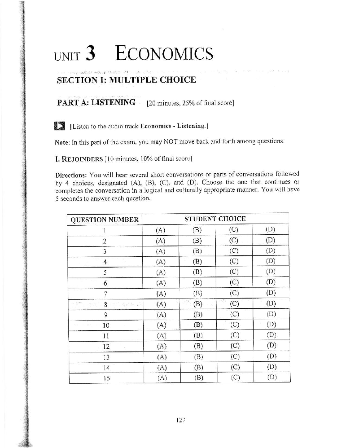 AP5 test 3 - Chinese AP practice - uNIT 3 EcOxOMICS PART A! LISTENING ...