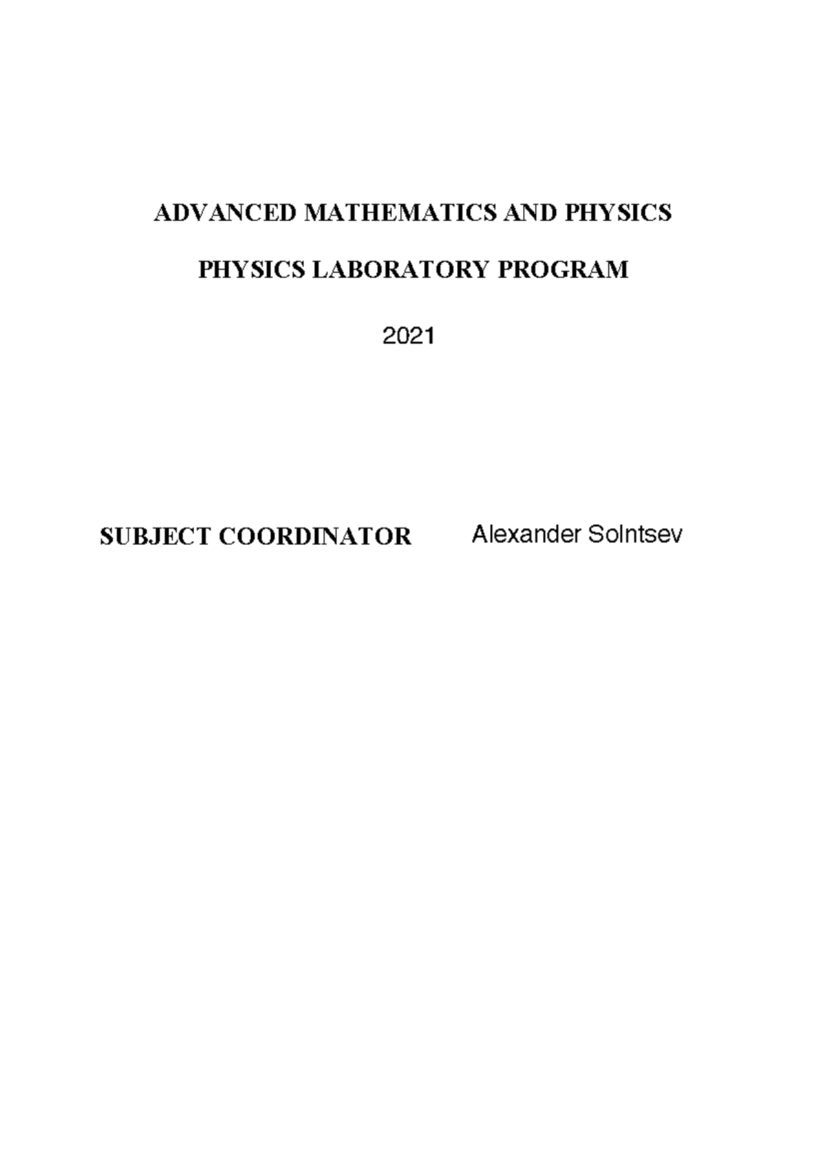 AMP lab manual 2021 - lec - ADVANCED MATHEMATICS AND PHYSICS PHYSICS ...