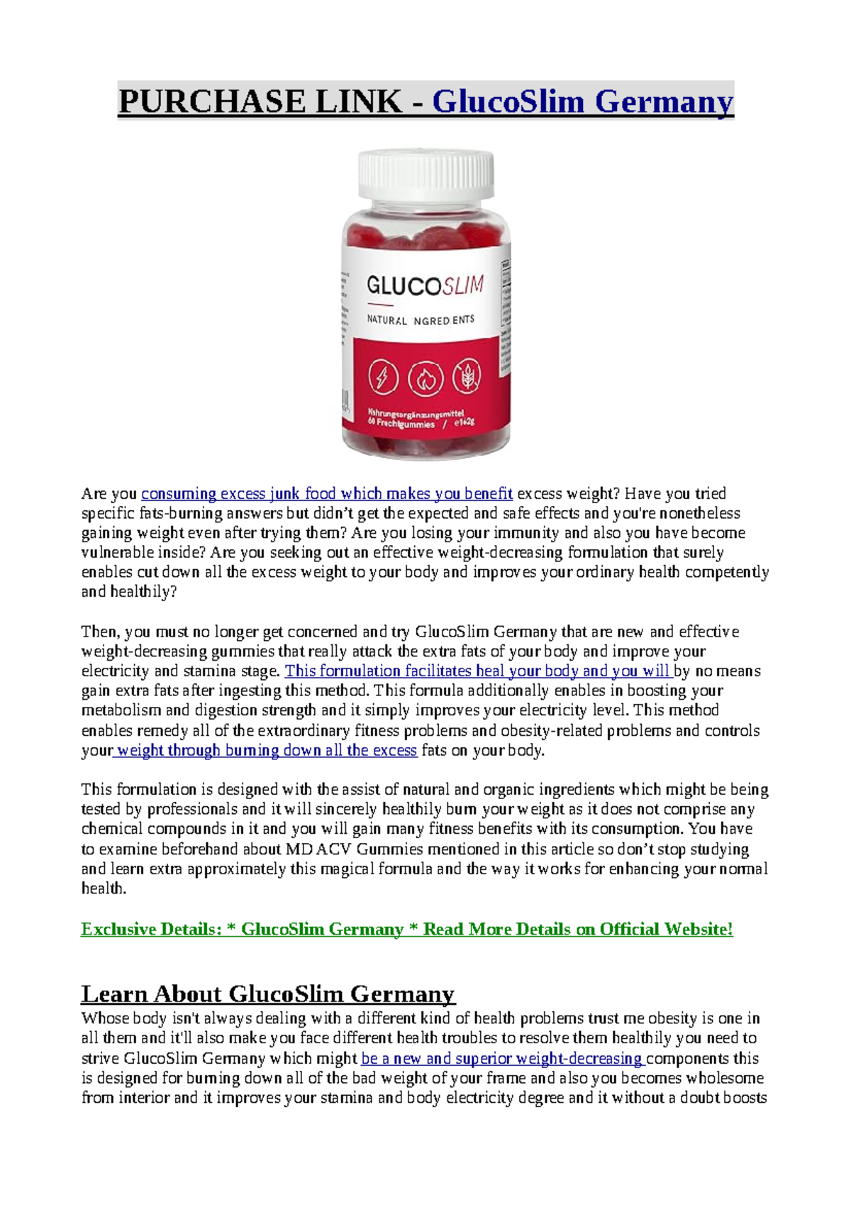 Gluco Slim Germany - PURCHASE LINK - GlucoSlim Germany Are you ...