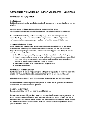 Contextuele hulpverlening - Gegeven relatie = relaties die niet ...