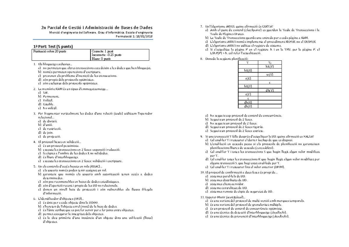 2n parcial 1718 model 1 - Examen 2023/2024 GABD - 2n Parcial de Gestió ...
