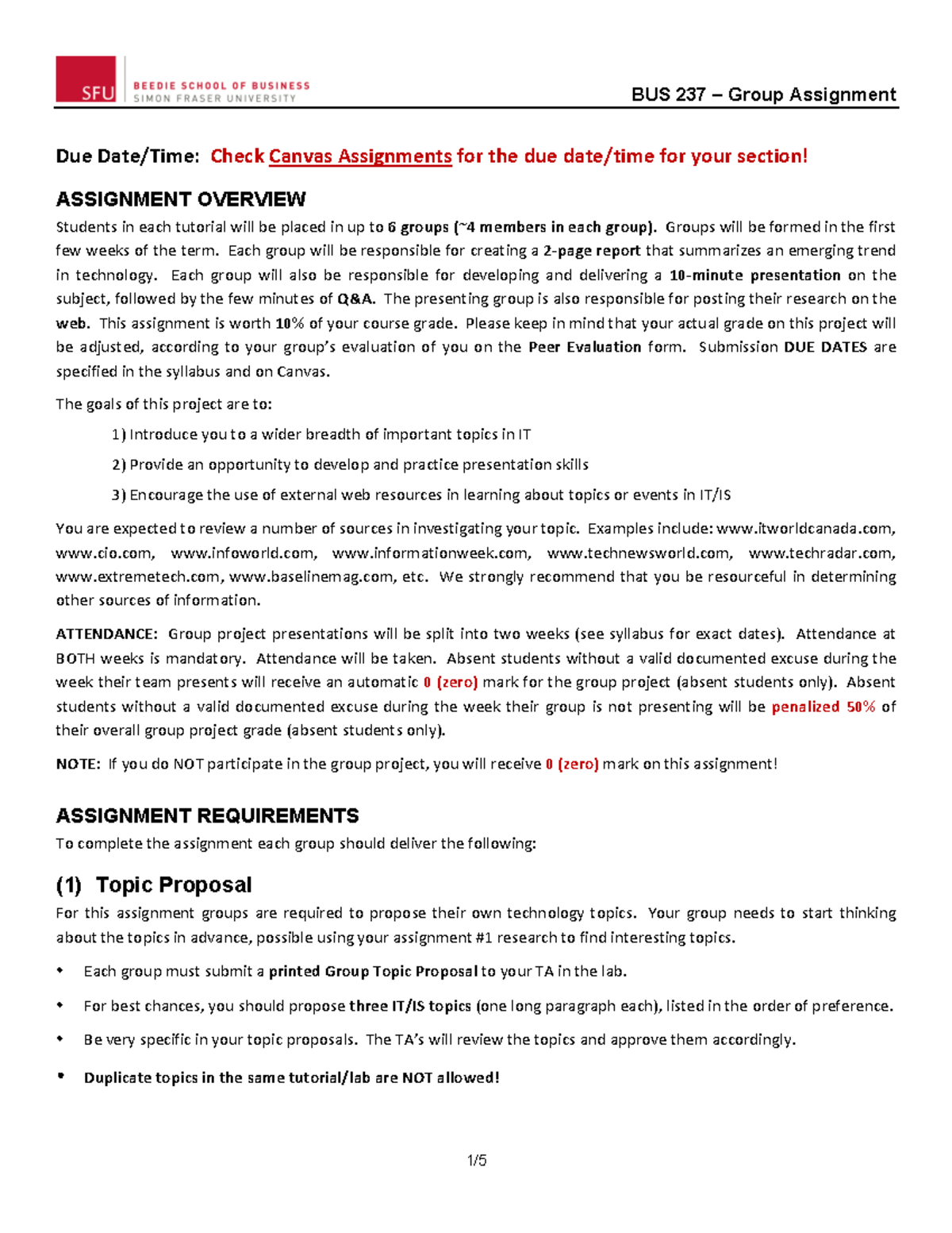 BUS237 GA 171 1 - Mandatory assignment for the whole term. - BUS 237 ...
