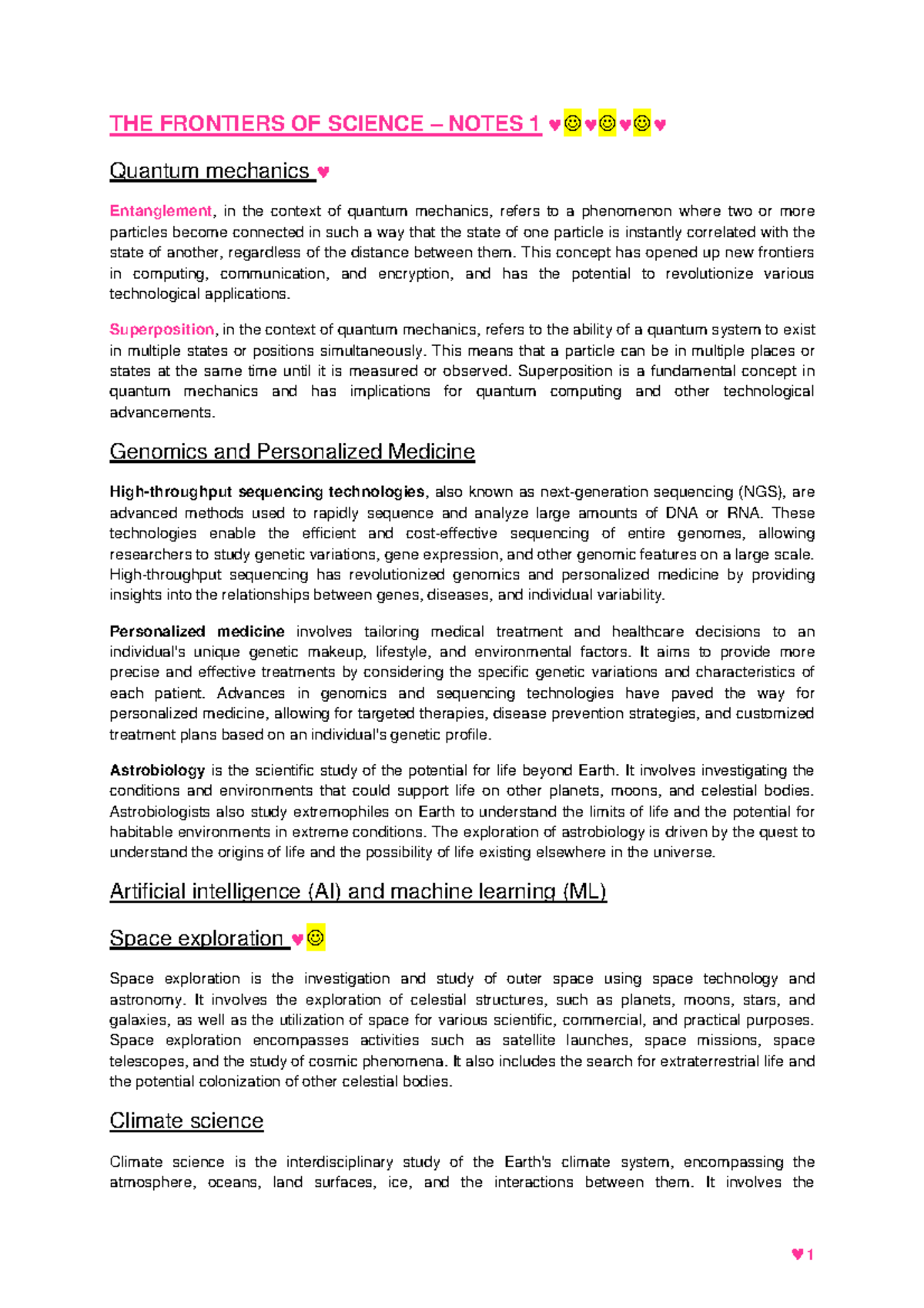 Frontiers of science - general notes - THE FRONTIERS OF SCIENCE – NOTES ...