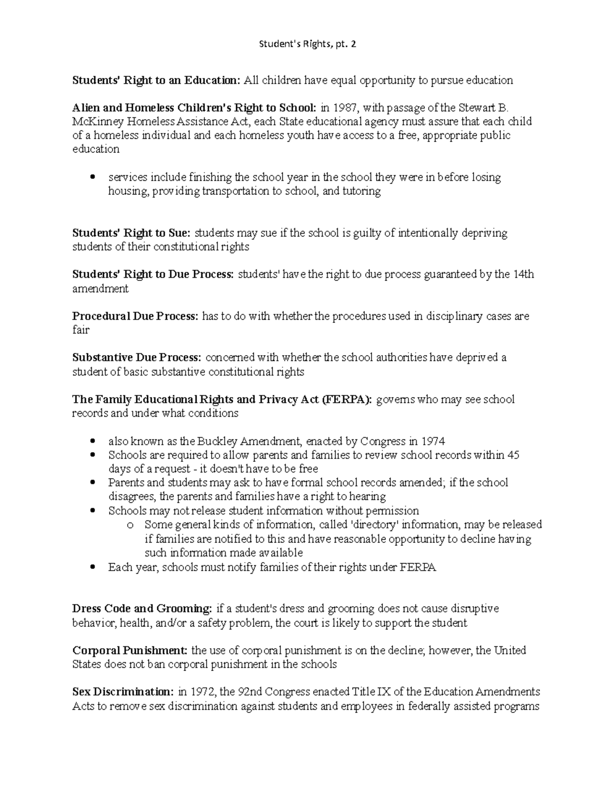 Student's Rights, pt 2 - 2 Students' Right to an Education: All ...