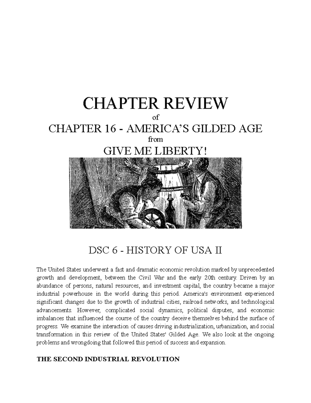 History of USA - Chapter Review - CHAPTER REVIEW of CHAPTER 16 ...