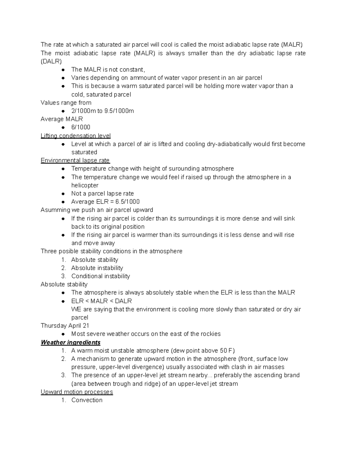 Meteorology study notes (65) - The rate at which a saturated air parcel ...