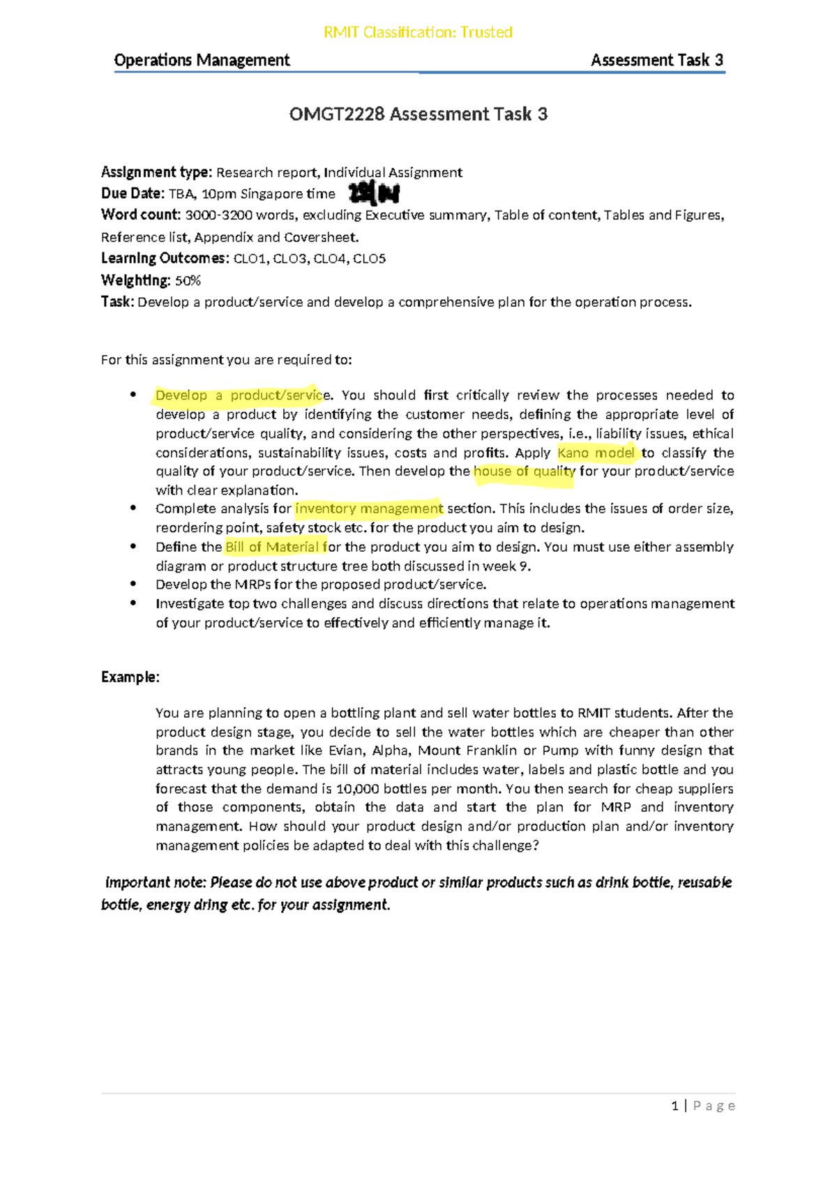 Assessment task 3 OMGT2228 Sem 1 2024 - Operations Management ...