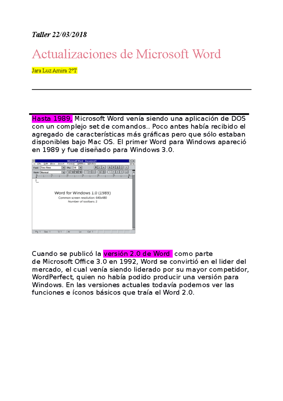 Actualizaciones de word - Taller 22/03/ Actualizaciones de Microsoft Word Jara Luz Amira 2°T ...