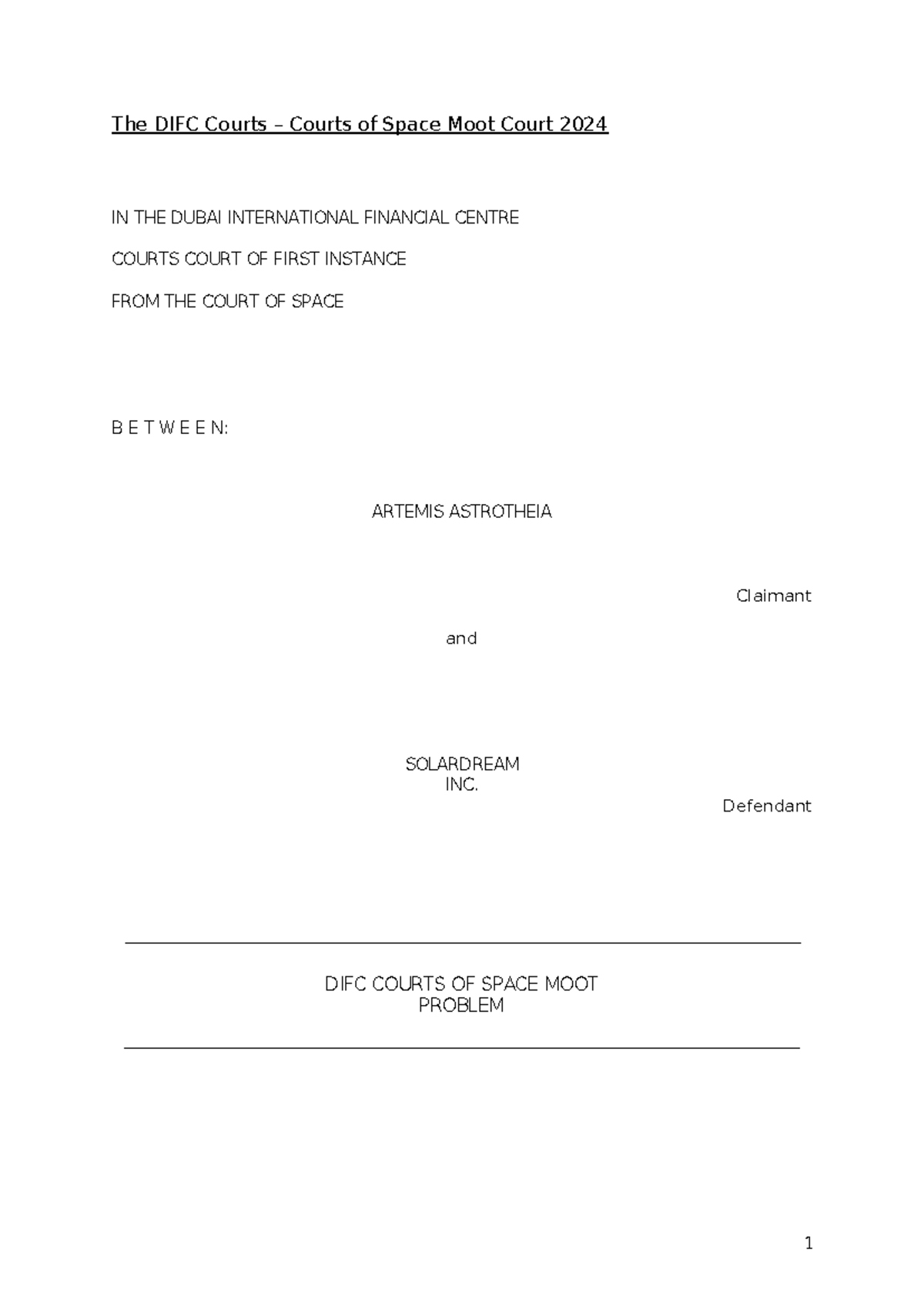 DIFC-MC-Problem - moot problem - contract law - The DIFC Courts ...
