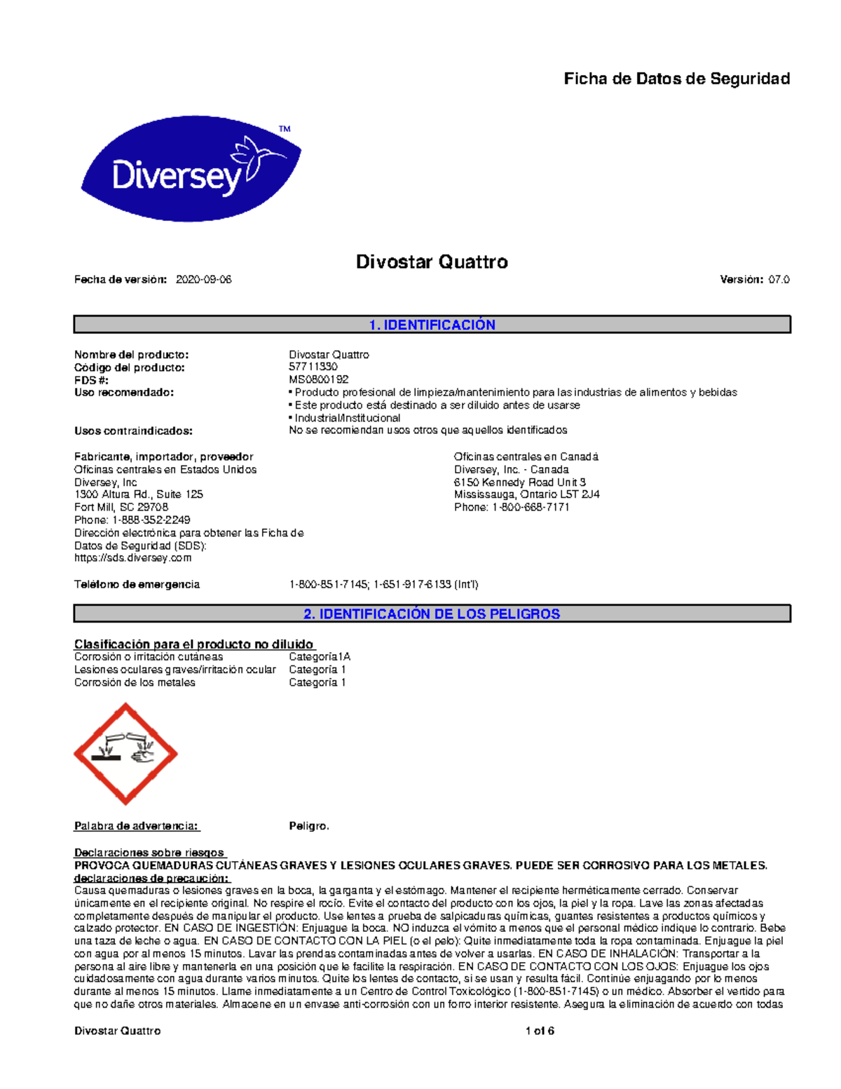 9, 55. Divostar Quattro - Ficha de Datos de Seguridad Divostar Quattro ...
