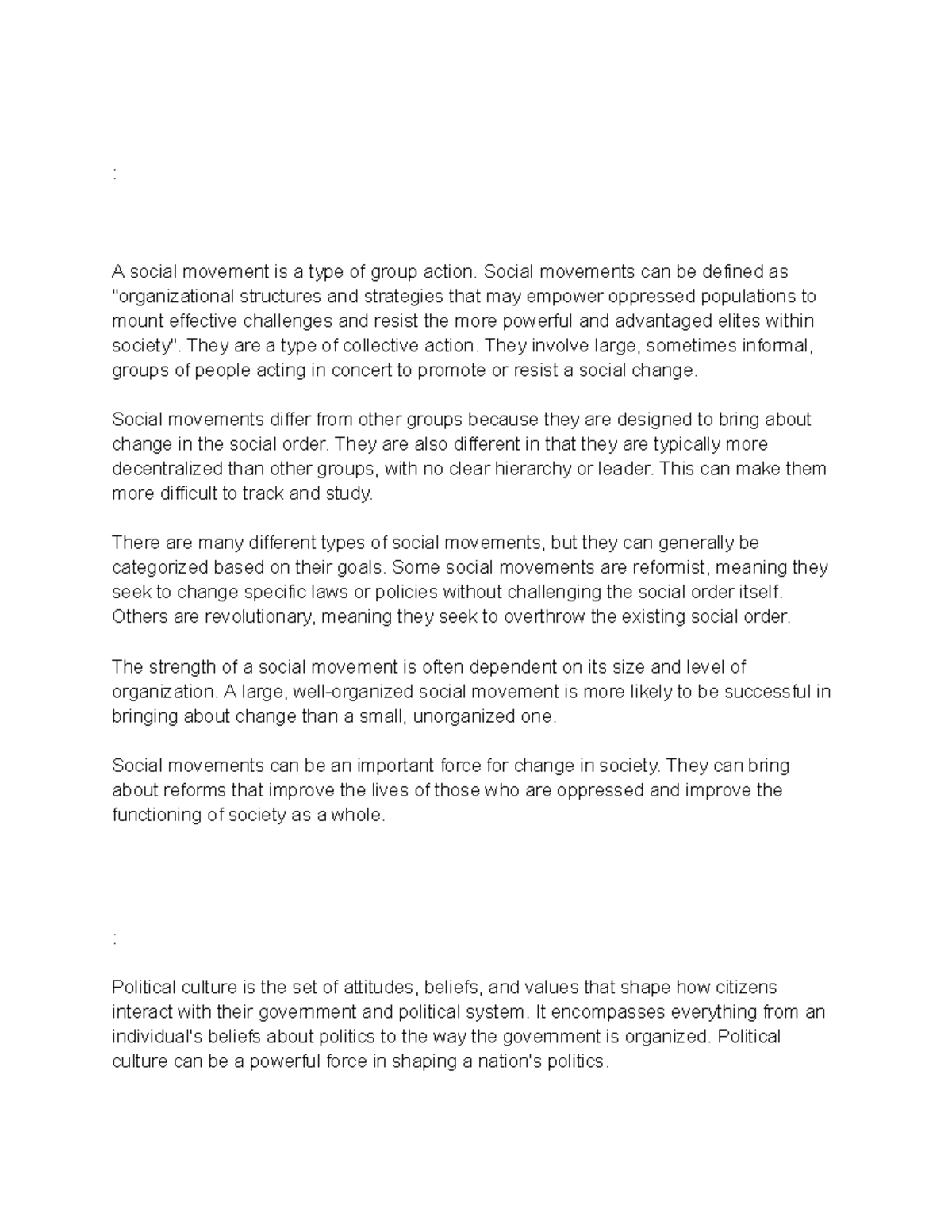 POL S 204 course outline - : A social movement is a type of group ...