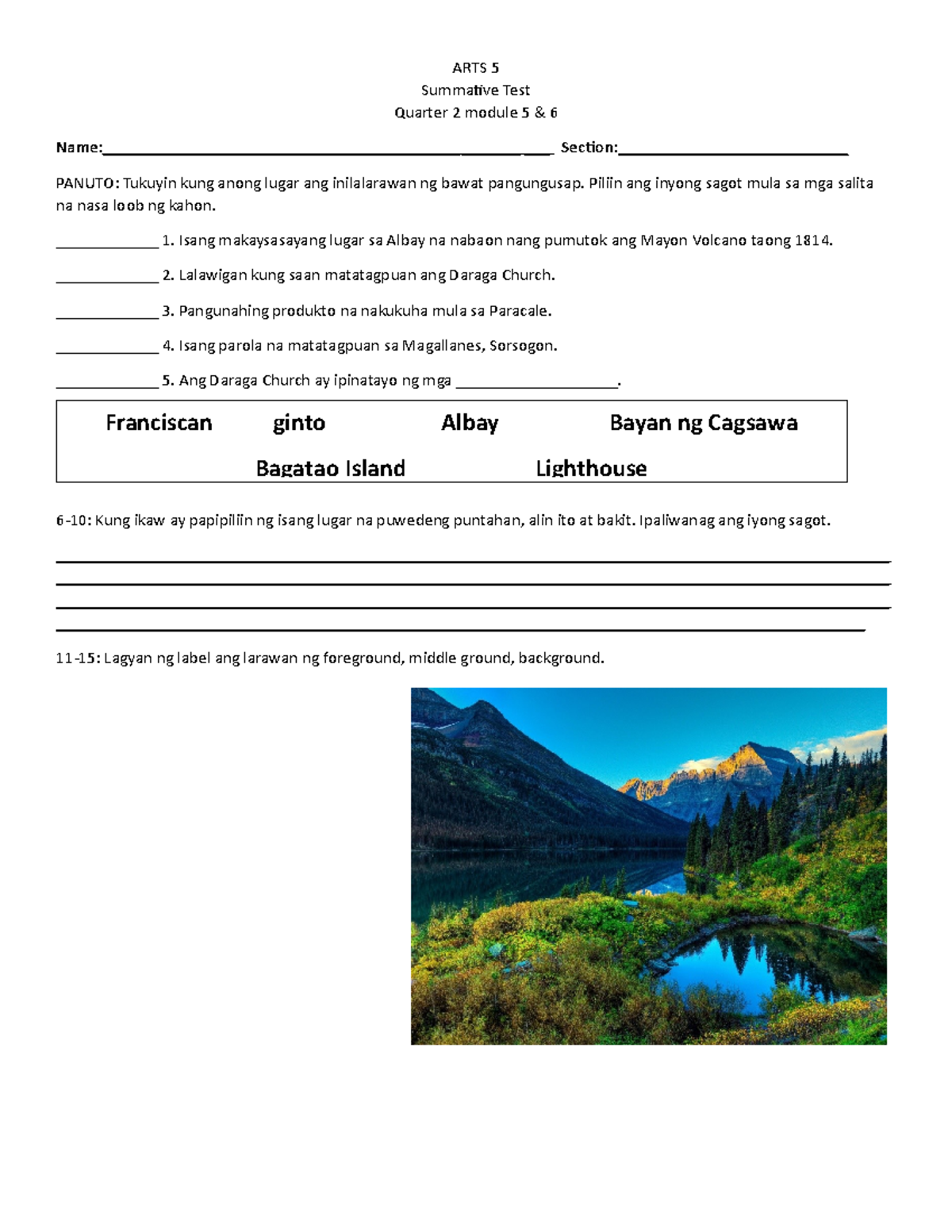 ARTS 5 Quarter 2 module 5 and 6 - ARTS 5 Summative Test Quarter 2 ...