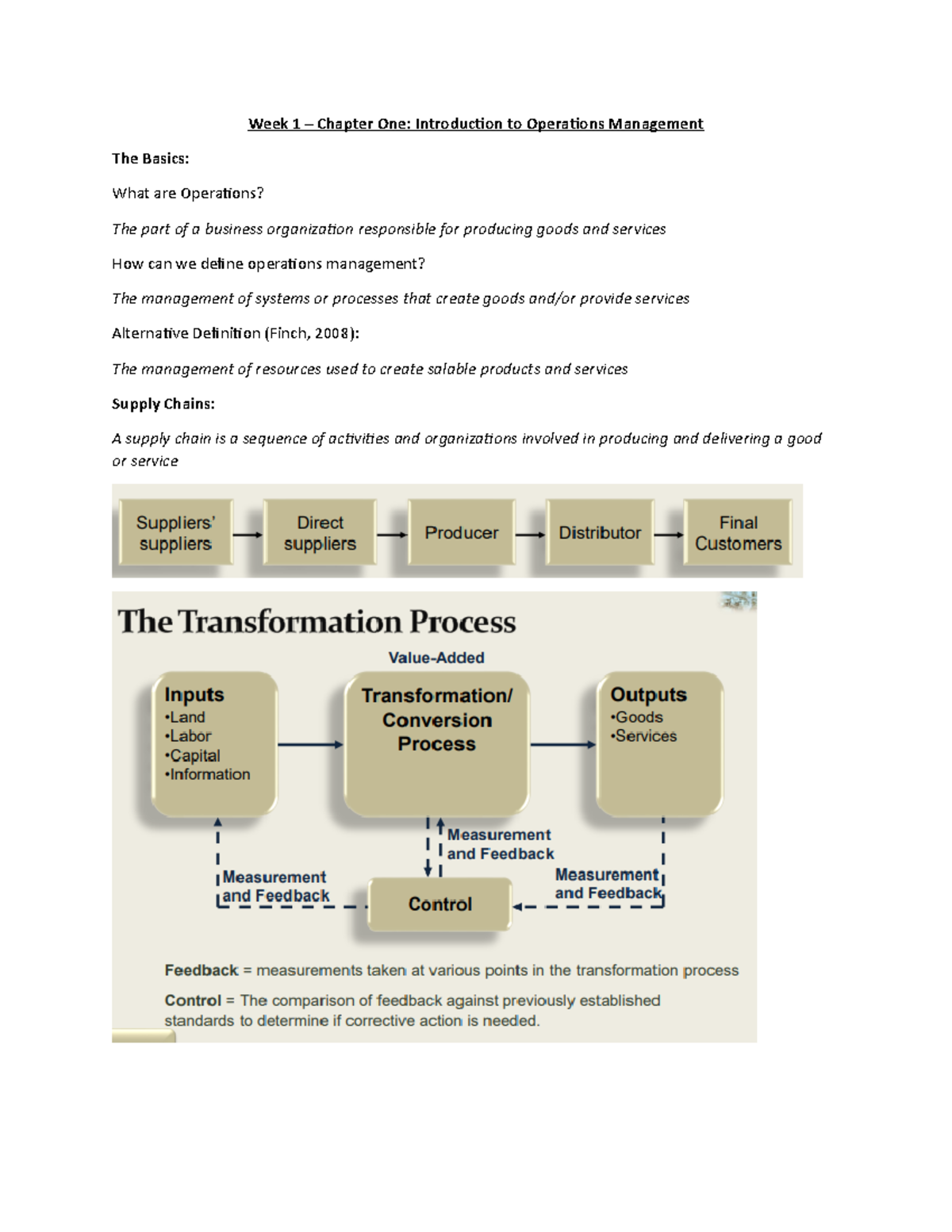 Week 1 - Introduction to Operations Management - Week 1 – Chapter One ... Week 1 - Introduction to Operations Management - Week 1 – Chapter One ...