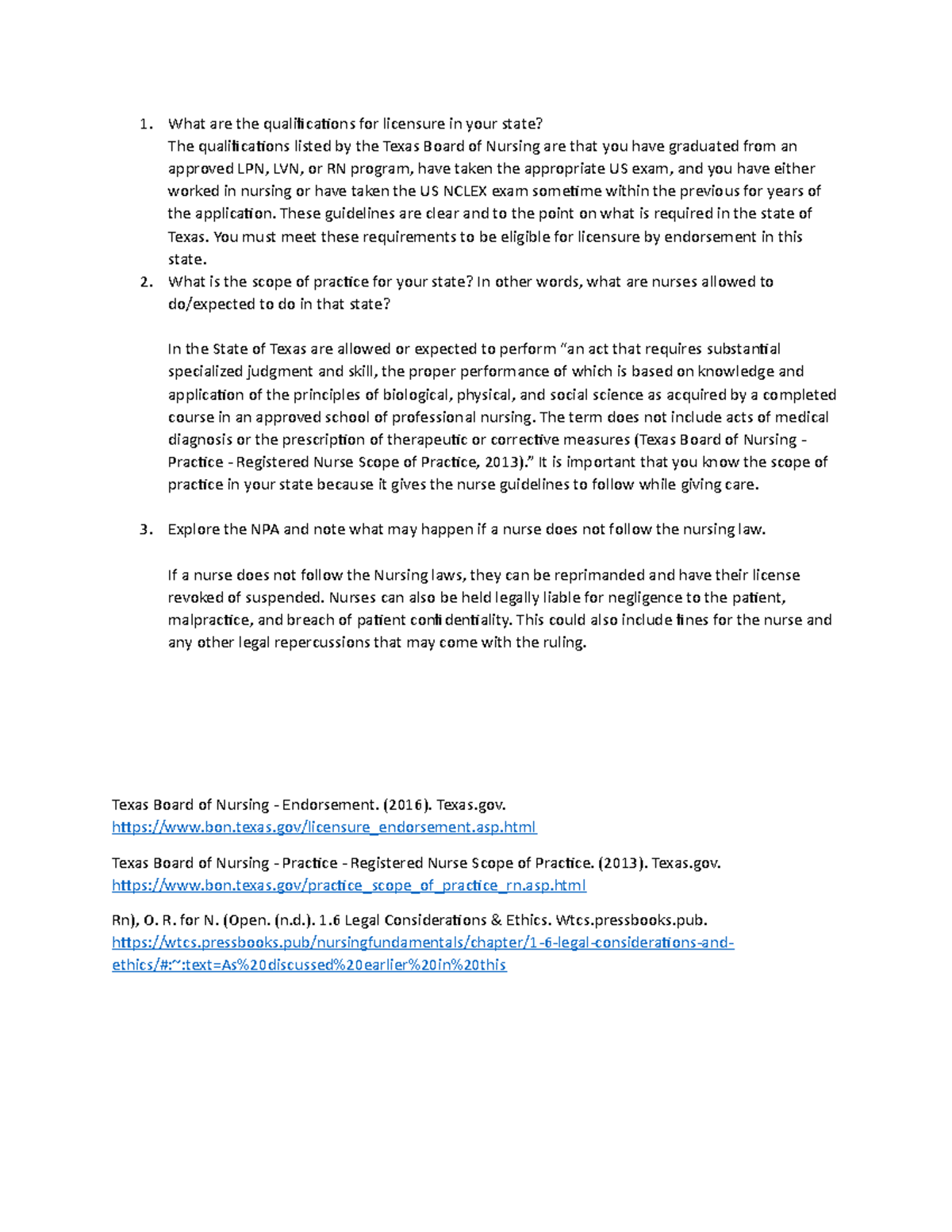 Scope and Standards - What are the qualifications for licensure in your ...
