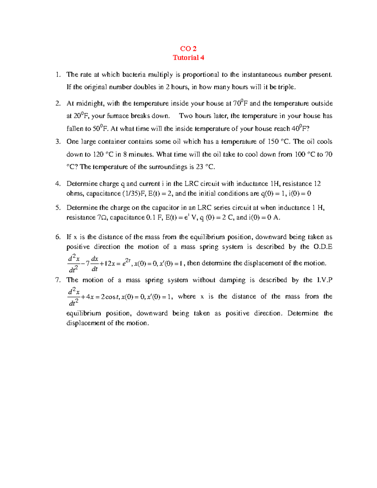 1675157920 co2-Tutorial 4-5-6 Maths - CO 2 Tutorial 4 The rate at which ...
