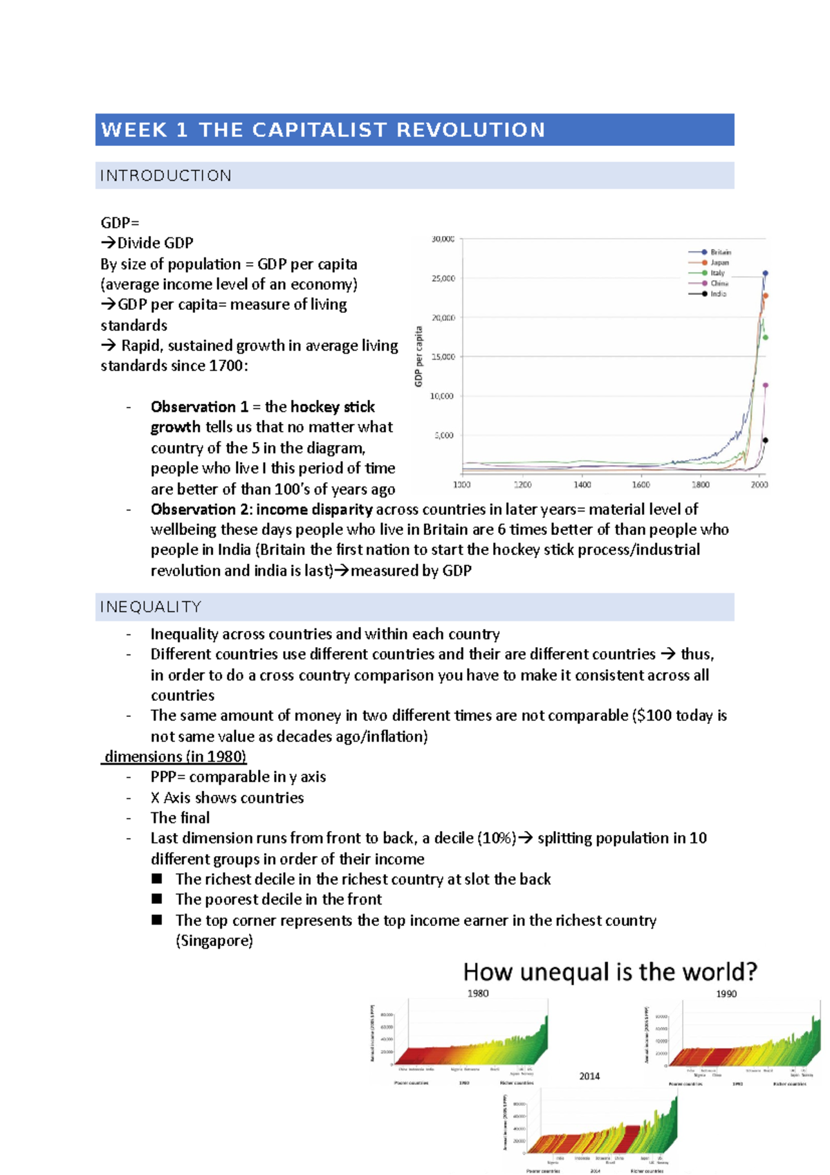 Economics lecture notes - WEEK 1 THE CAPITALIST REVOLUTION INTRODUCTION ...