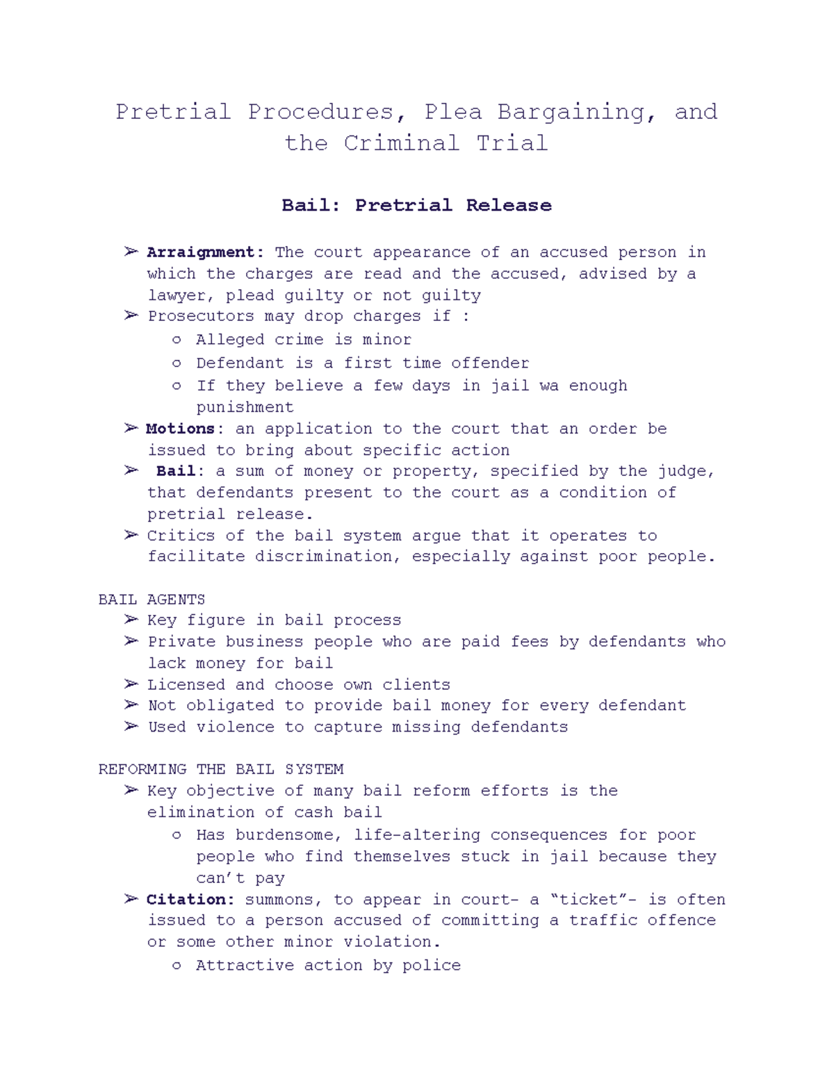 CHP8 Pretrial Procedures, Plea Bargaining, and the Criminal Trial ...