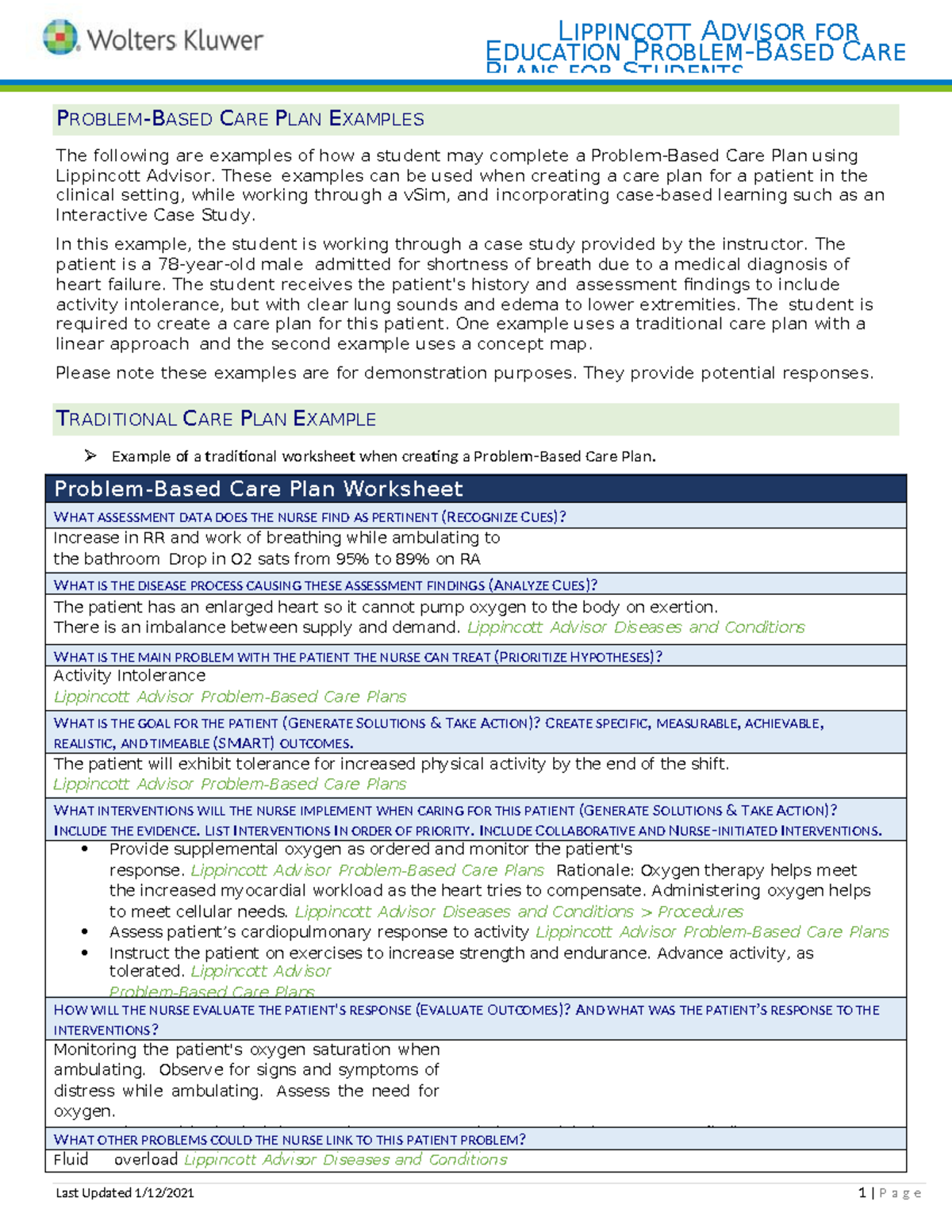 NR 368 Clinical Assignments - Problem Based Care plans with worksheet ...