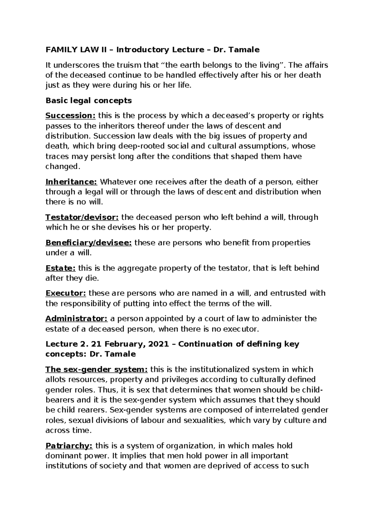 Family LAW II - Coursework - FAMILY LAW II – Introductory Lecture – Dr ...