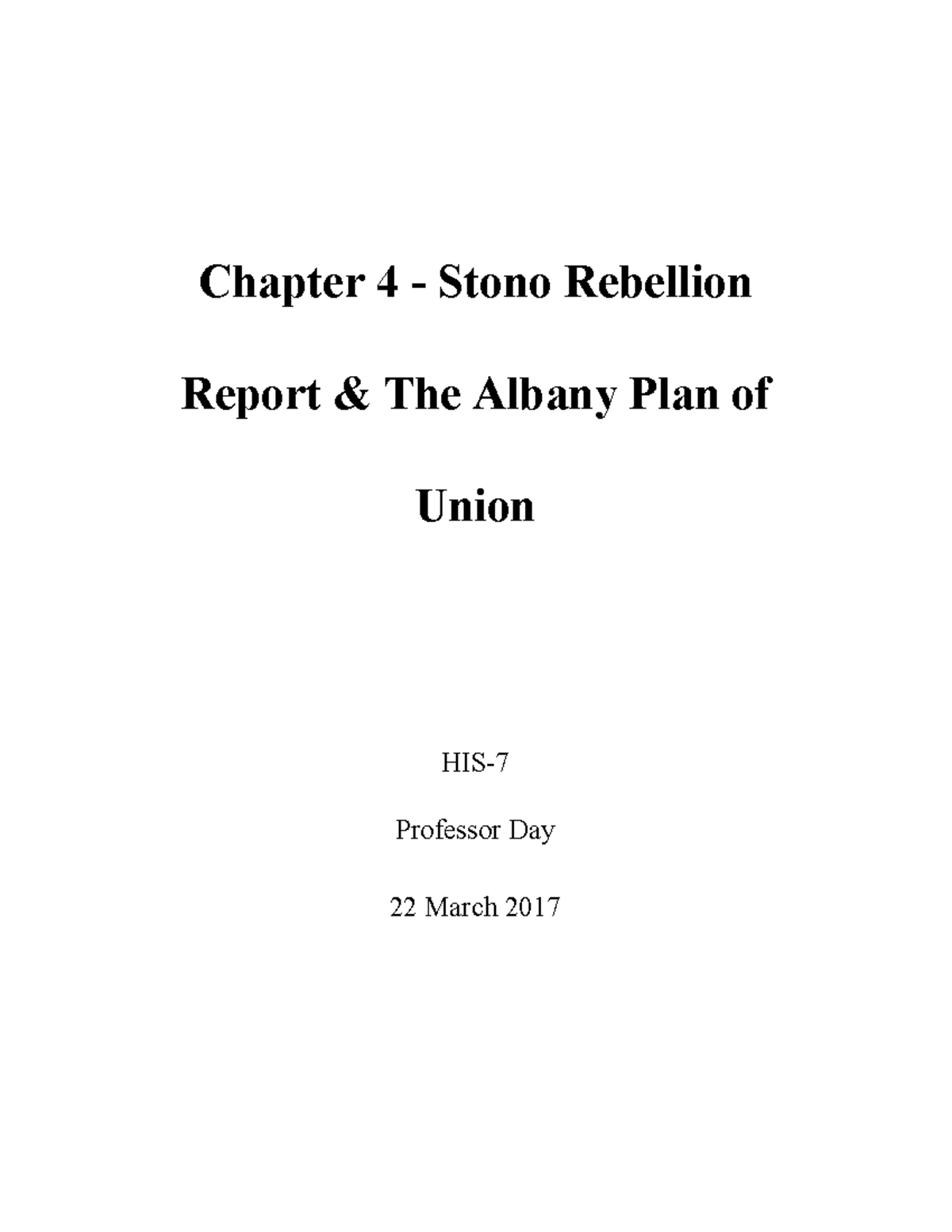Chapter 4 Stono Rebellion Essay - Chapter 4 - Stono Rebellion Report ...