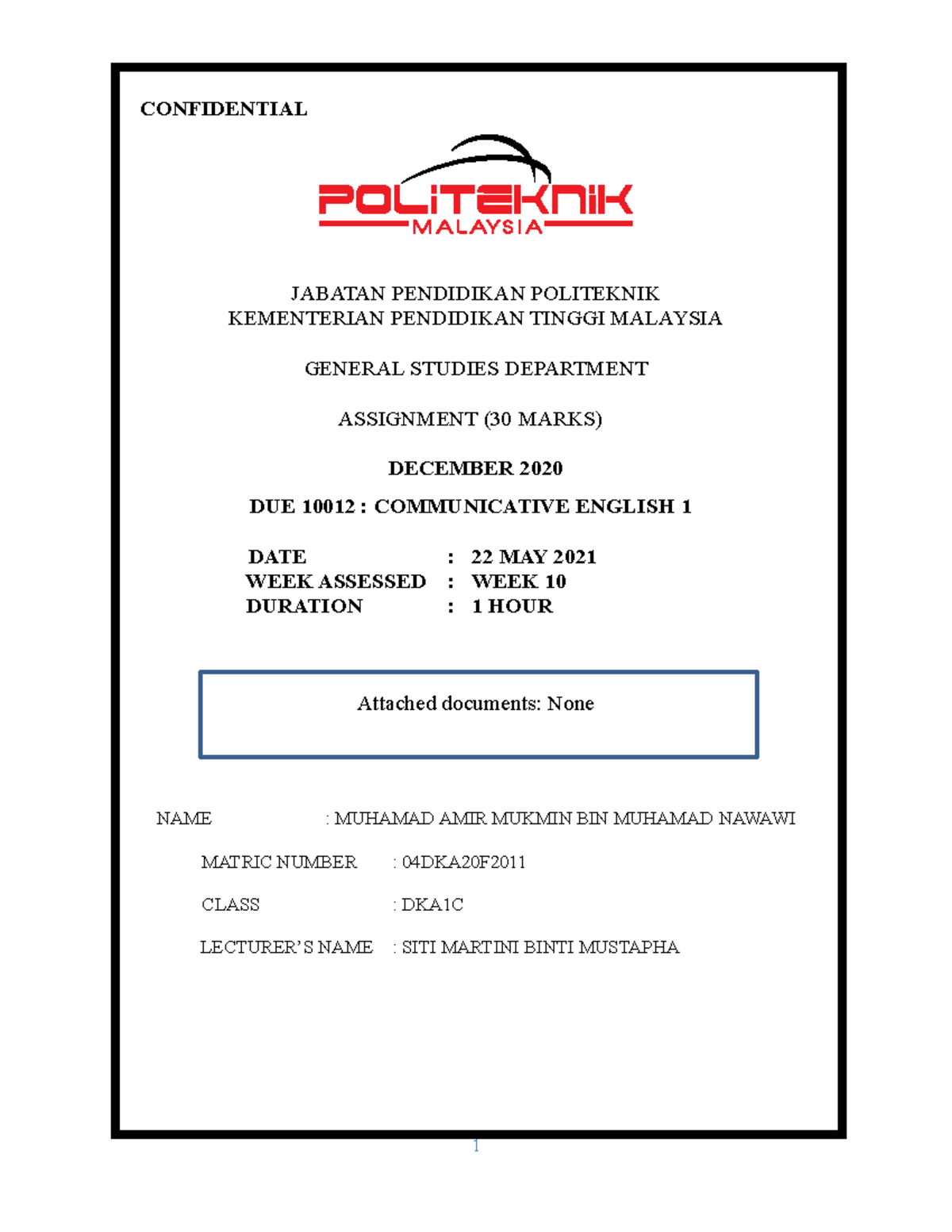 Assignment Questions - JABATAN PENDIDIKAN POLITEKNIK KEMENTERIAN ...