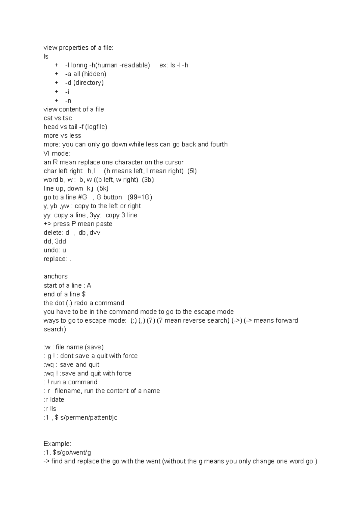 File system review - view properties of a file: ls + -l lonng -h(human ...