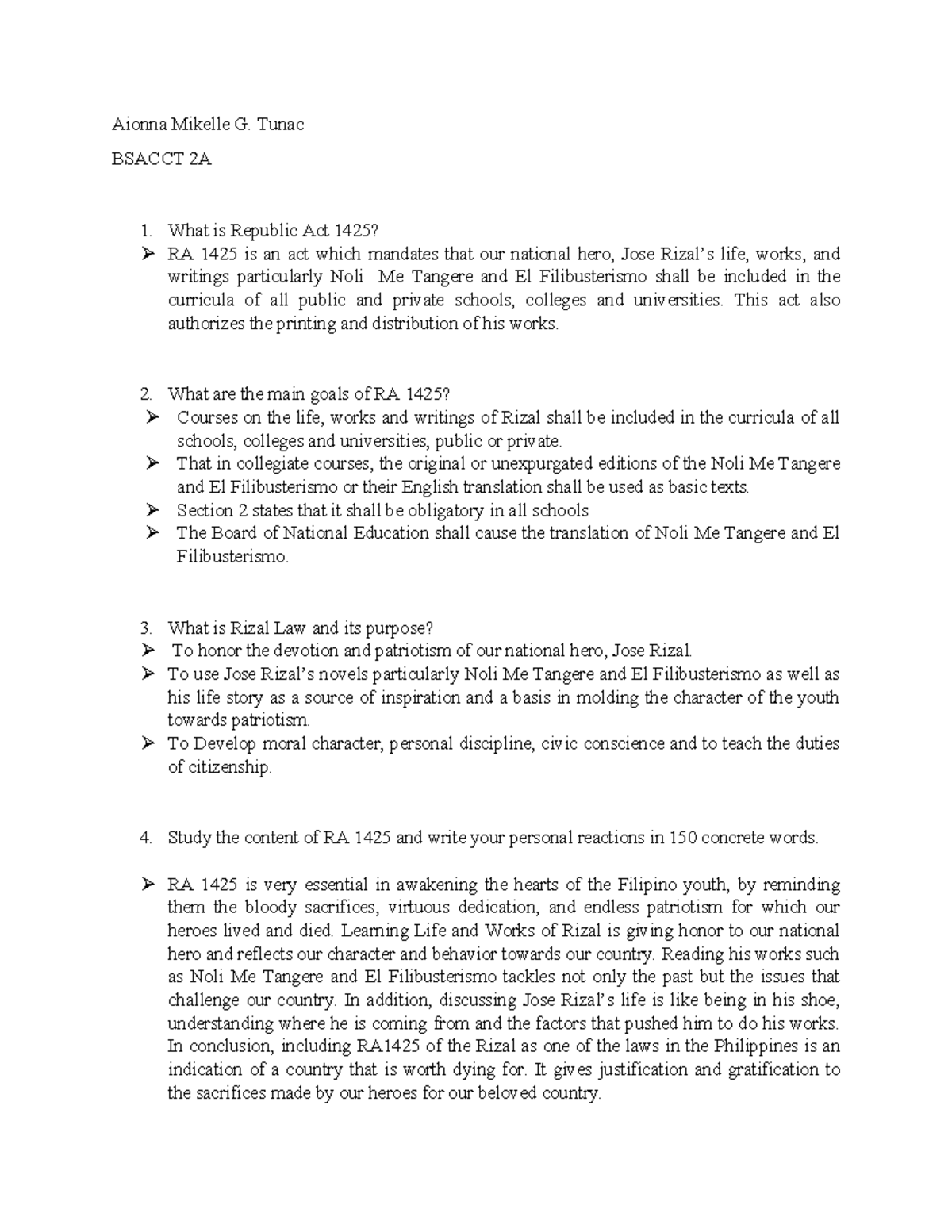 Aionna Mikelle Tunac Activity 1 - Aionna Mikelle G. Tunac BSACCT 2A ...