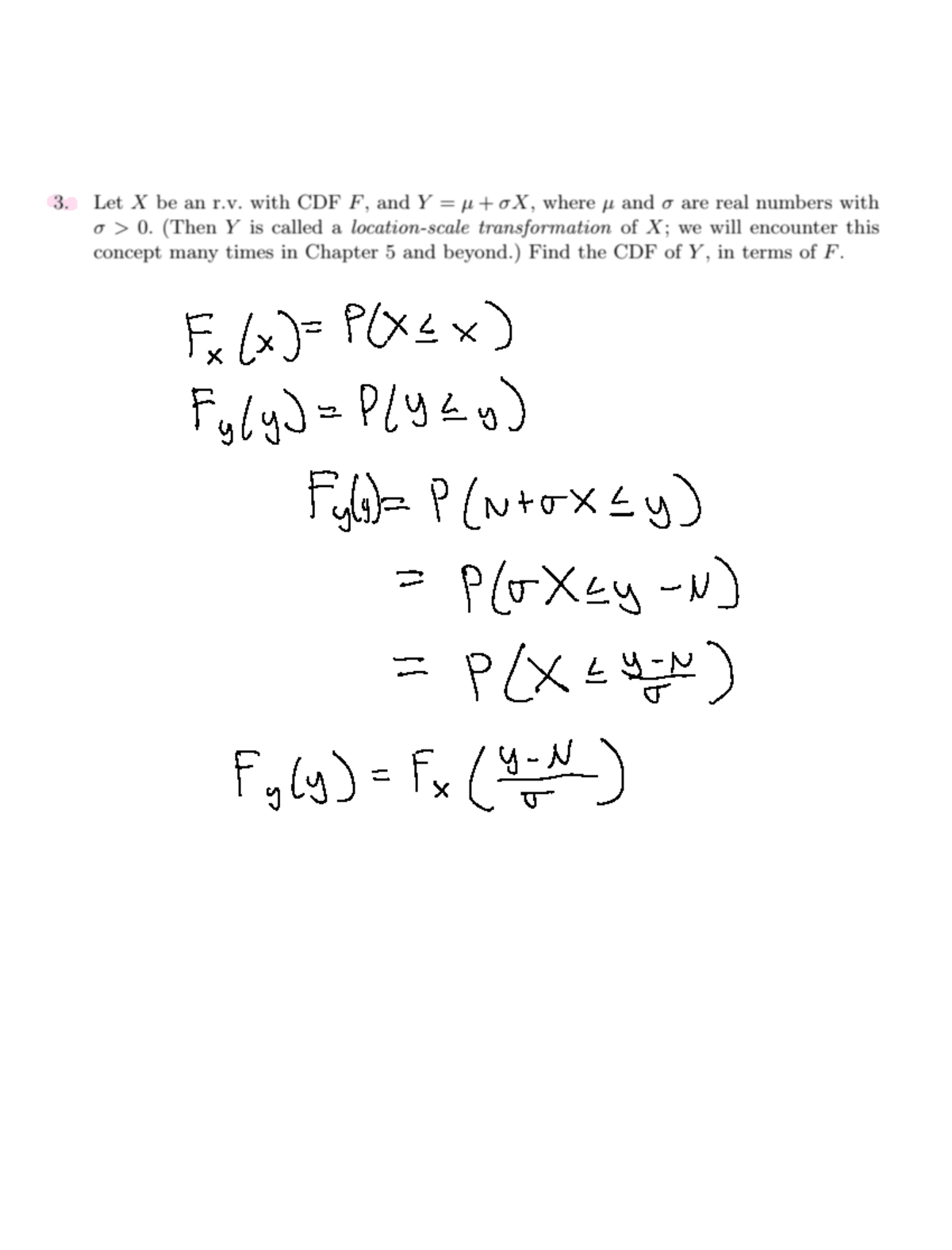 Pset3 - problem set 3 - 3. Let X be an r. with CDF F, and Y where u and o are real numbers with ...